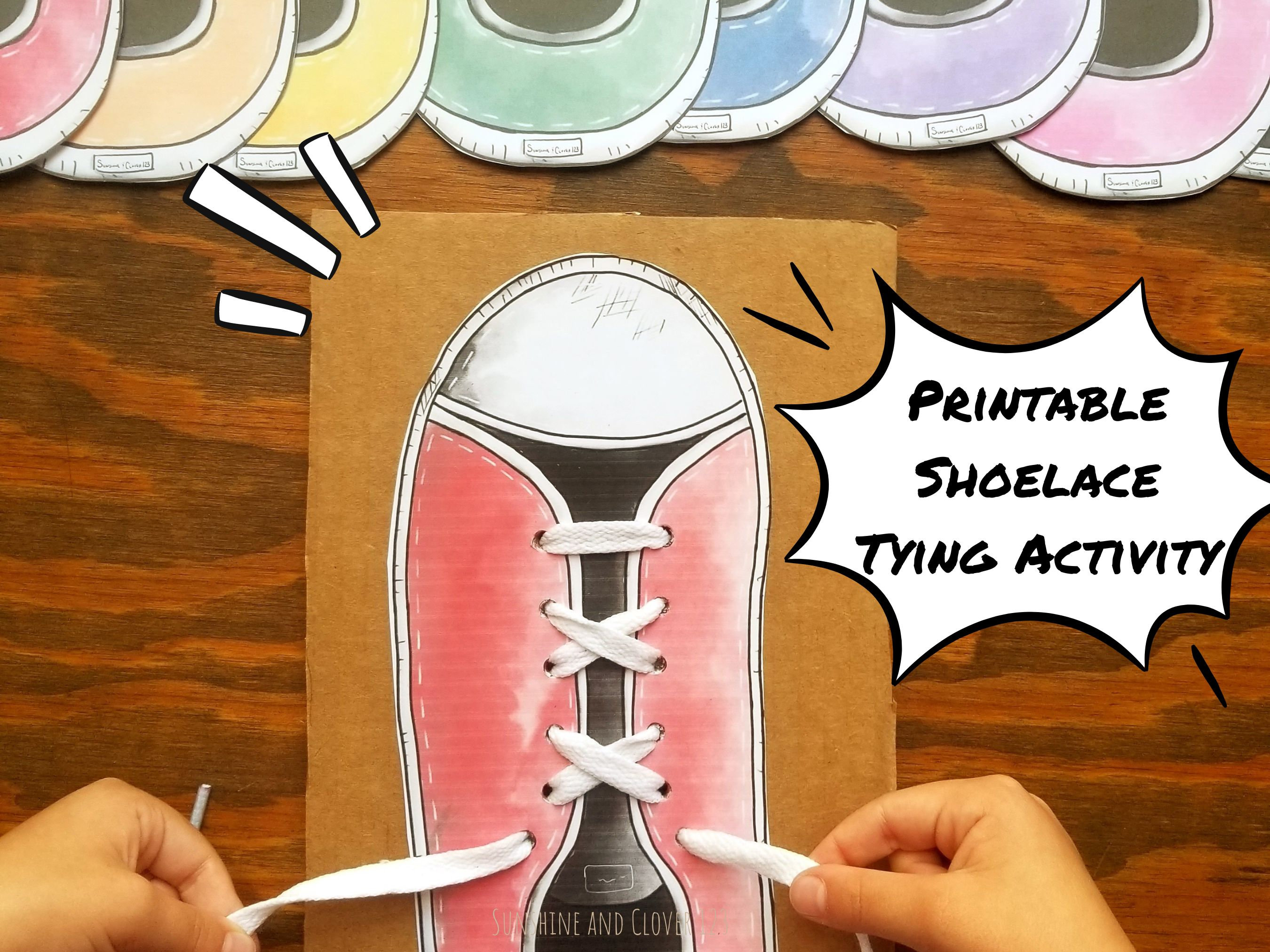 Shoelace Tying Practice Montessori Kindergarten Printable Sneaker ...