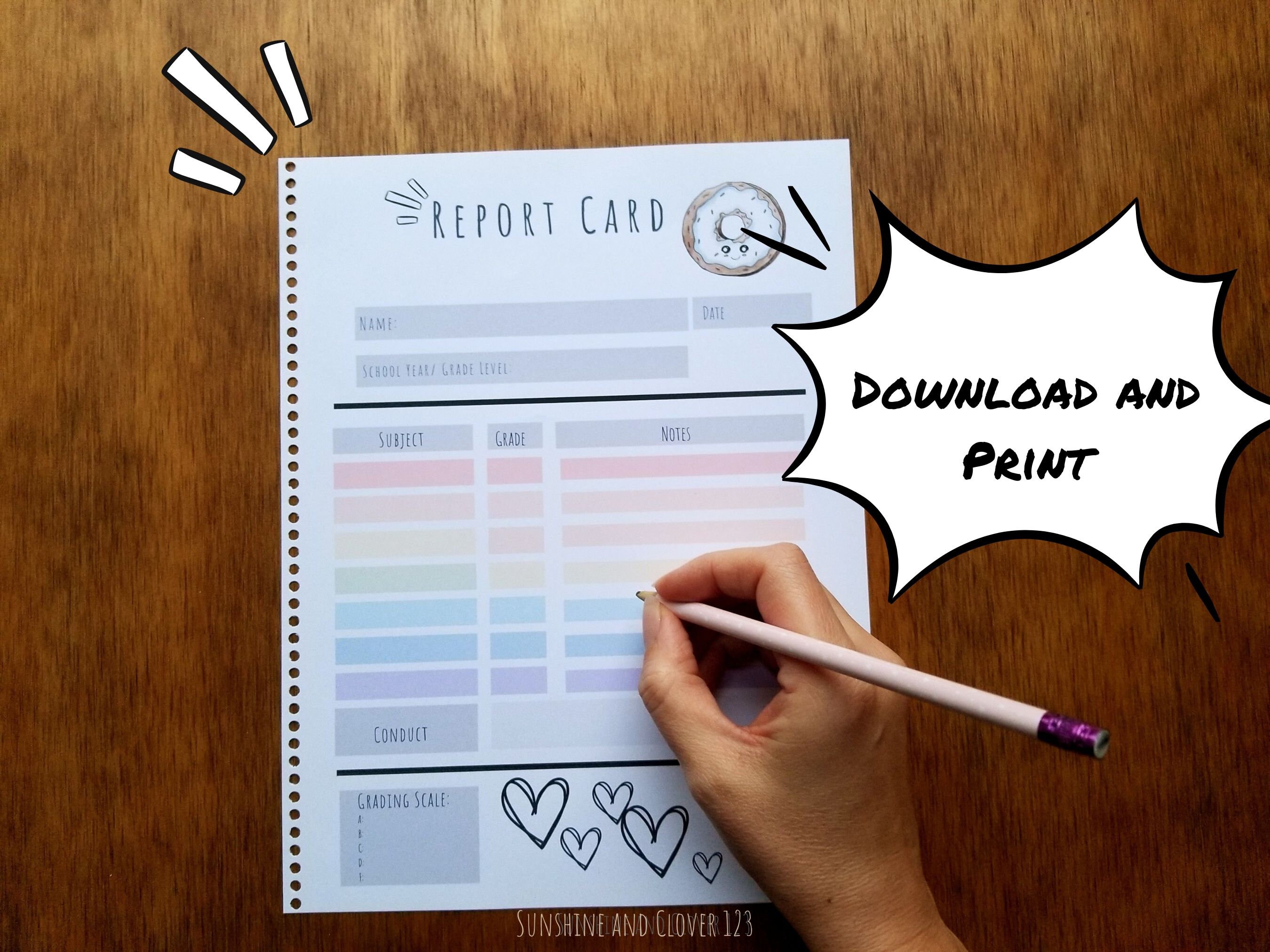 Homeschool Report Card, Cute Grade Card, Kawaii Style Report Card ...