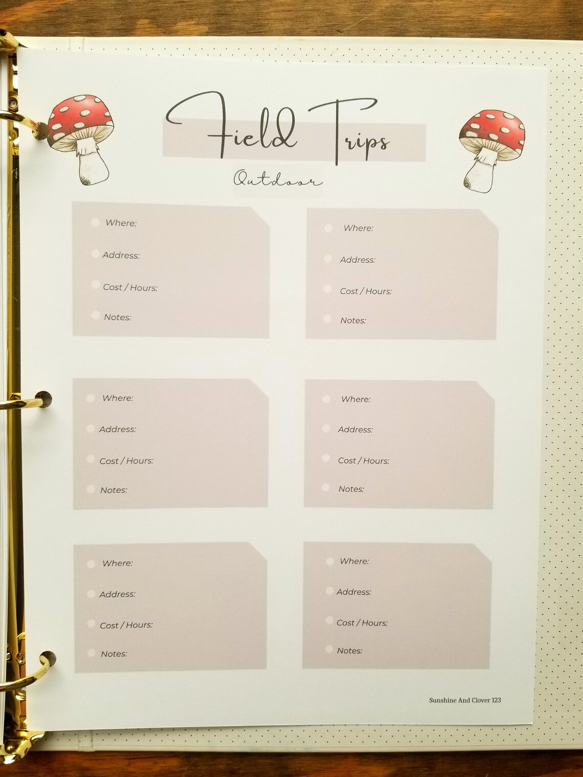 Printable Homeschool Planner Mushroom Brown Expanded Version, Goals for ...