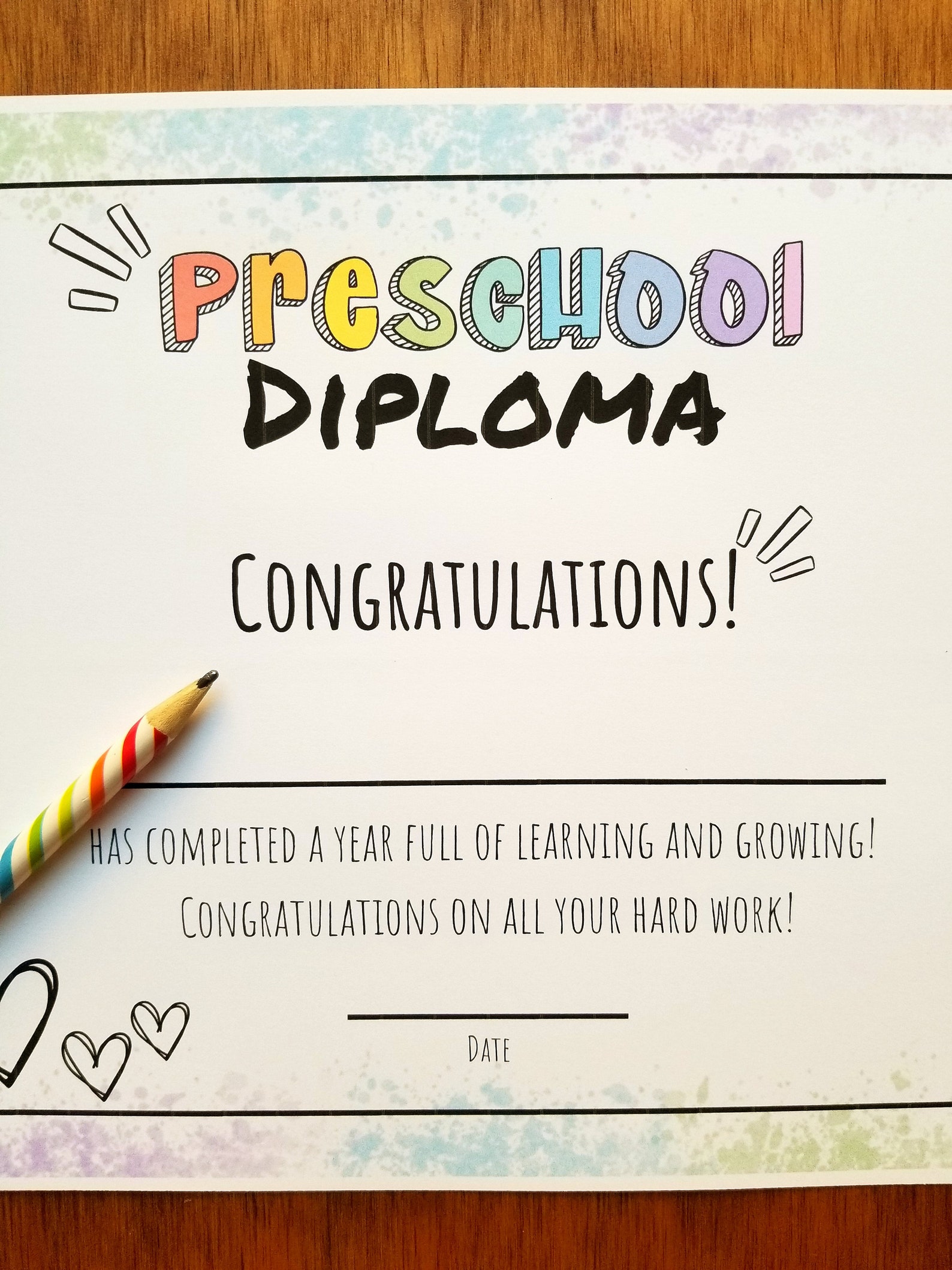 Printable Diploma Editable Certificate of Completion Printable ...