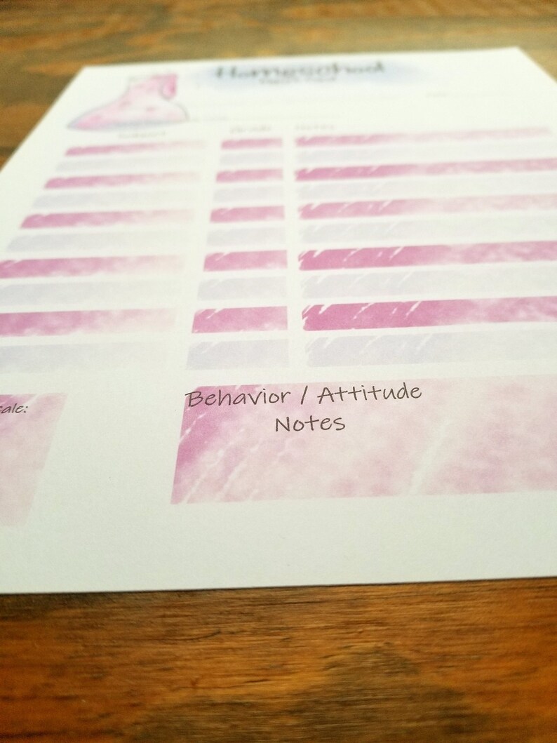 Report Card for Homeschoolers Printable Grade Card Pink and | Etsy