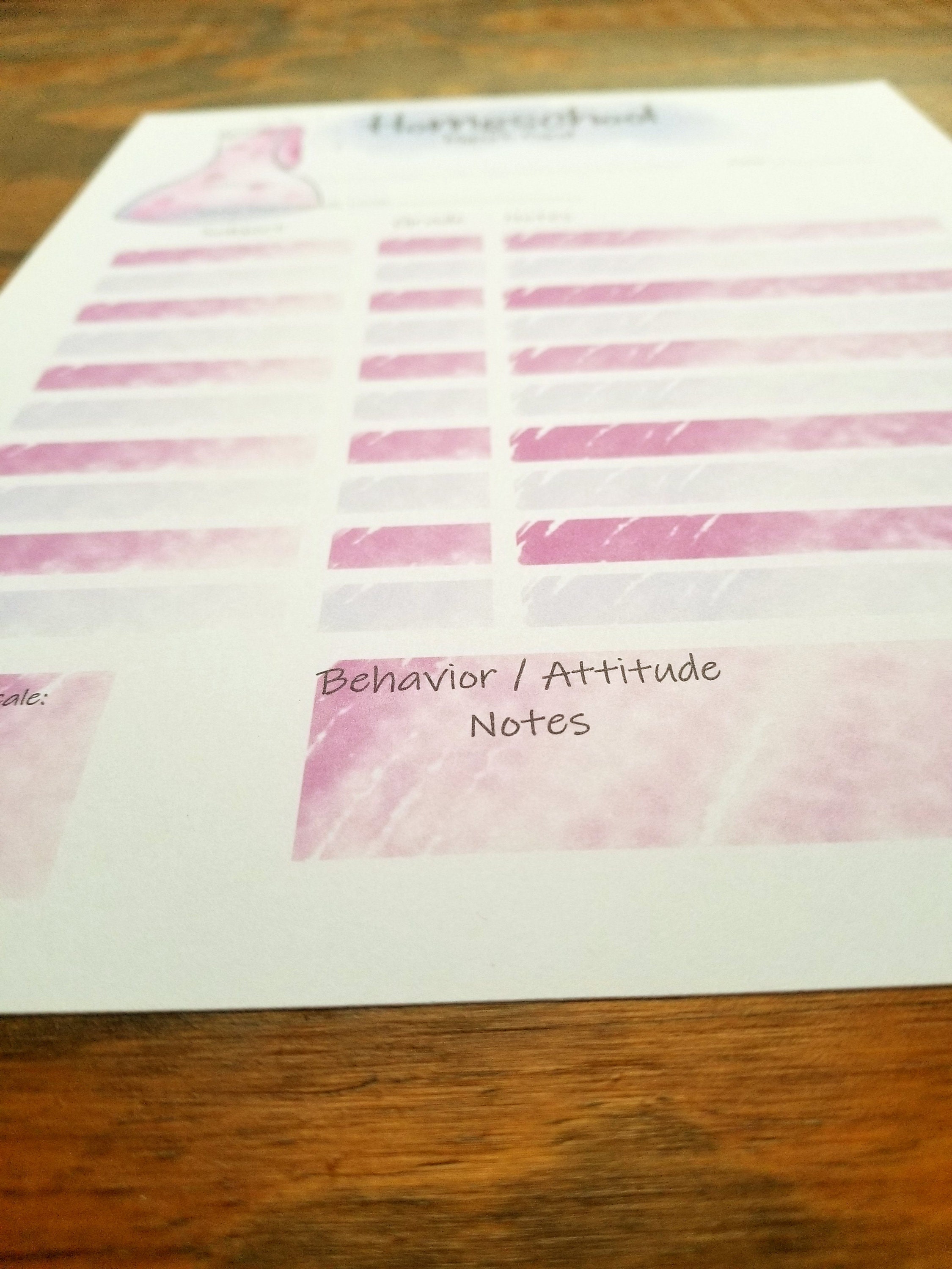 Report Card for Homeschoolers, Printable Grade Card, Pink and Purple ...