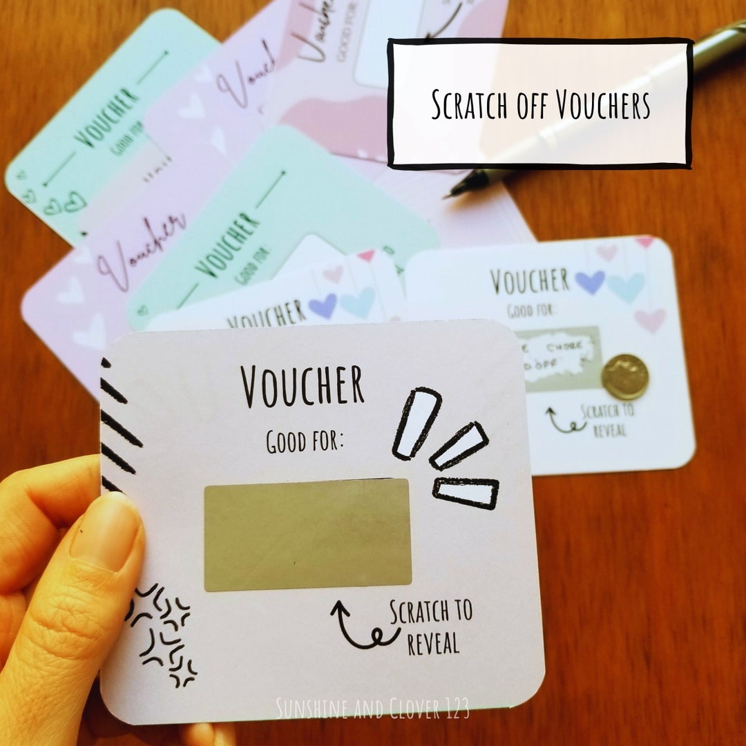 Anniversary Gift Idea Valentines Love Coupons Scratch off Vouchers ...