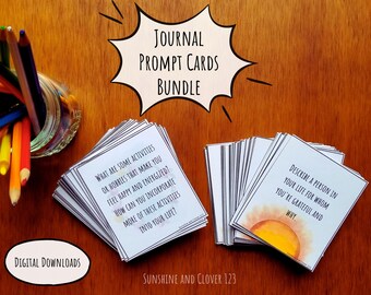 Printable Gratitude Journal Prompt Cards Self Reflection Journaling ...