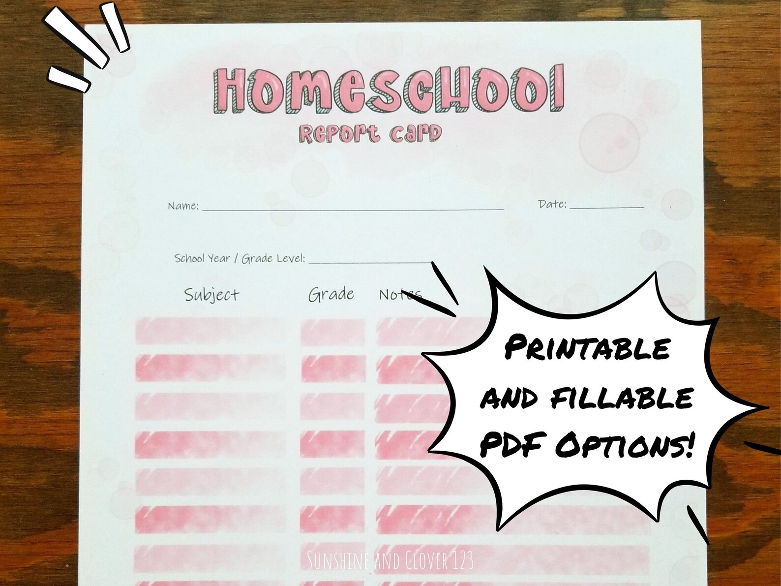 Printable Homeschool Grade Card Report Card for - Etsy
