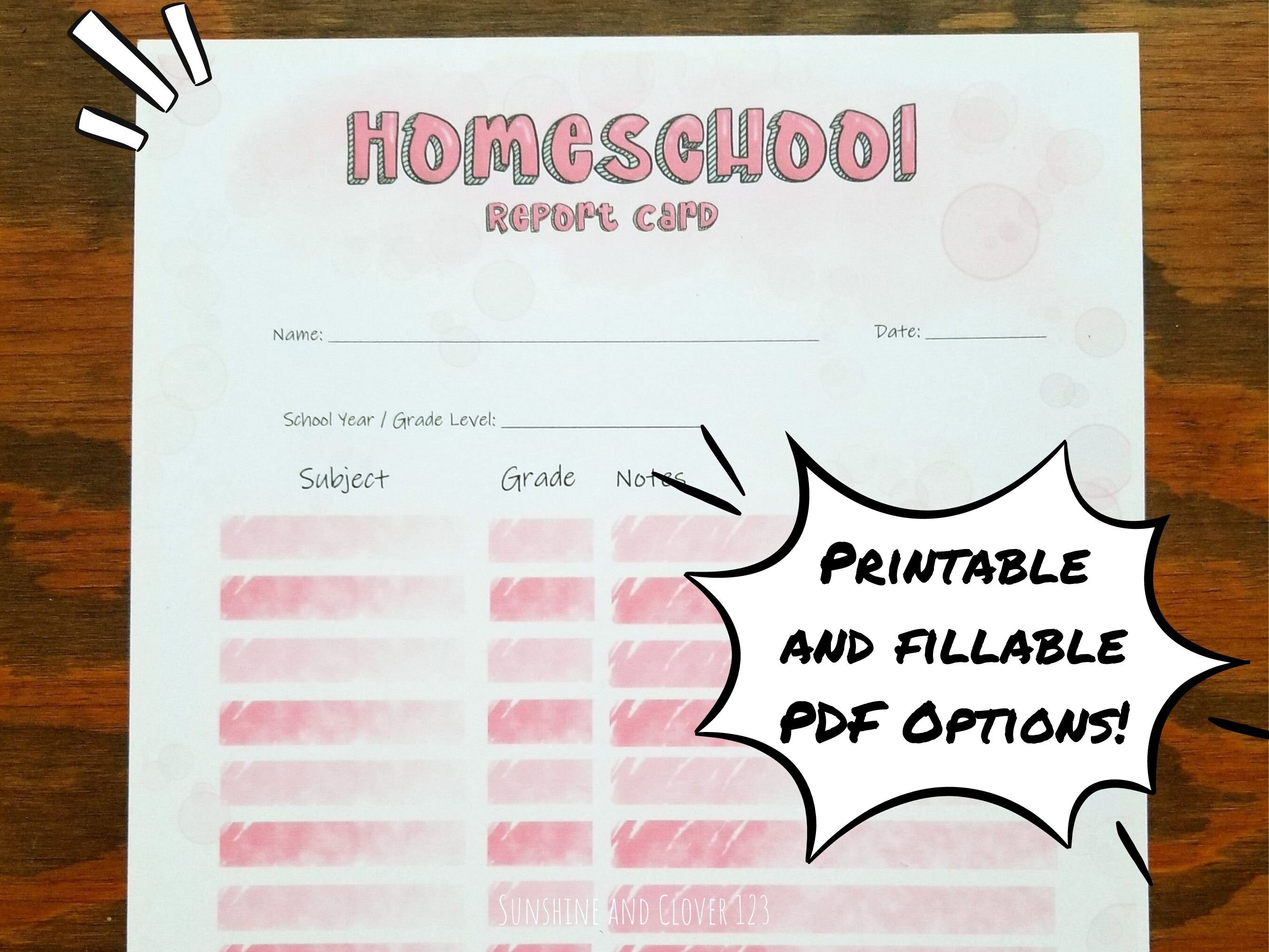 Printable Homeschool Grade Card Report Card for - Etsy