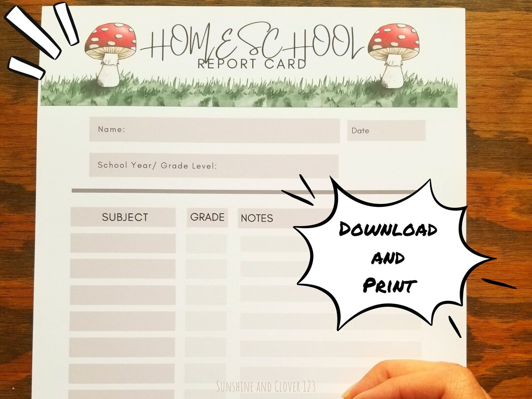 Printable Homeschool Report Card, Hand Illustrated Grade Card for ...