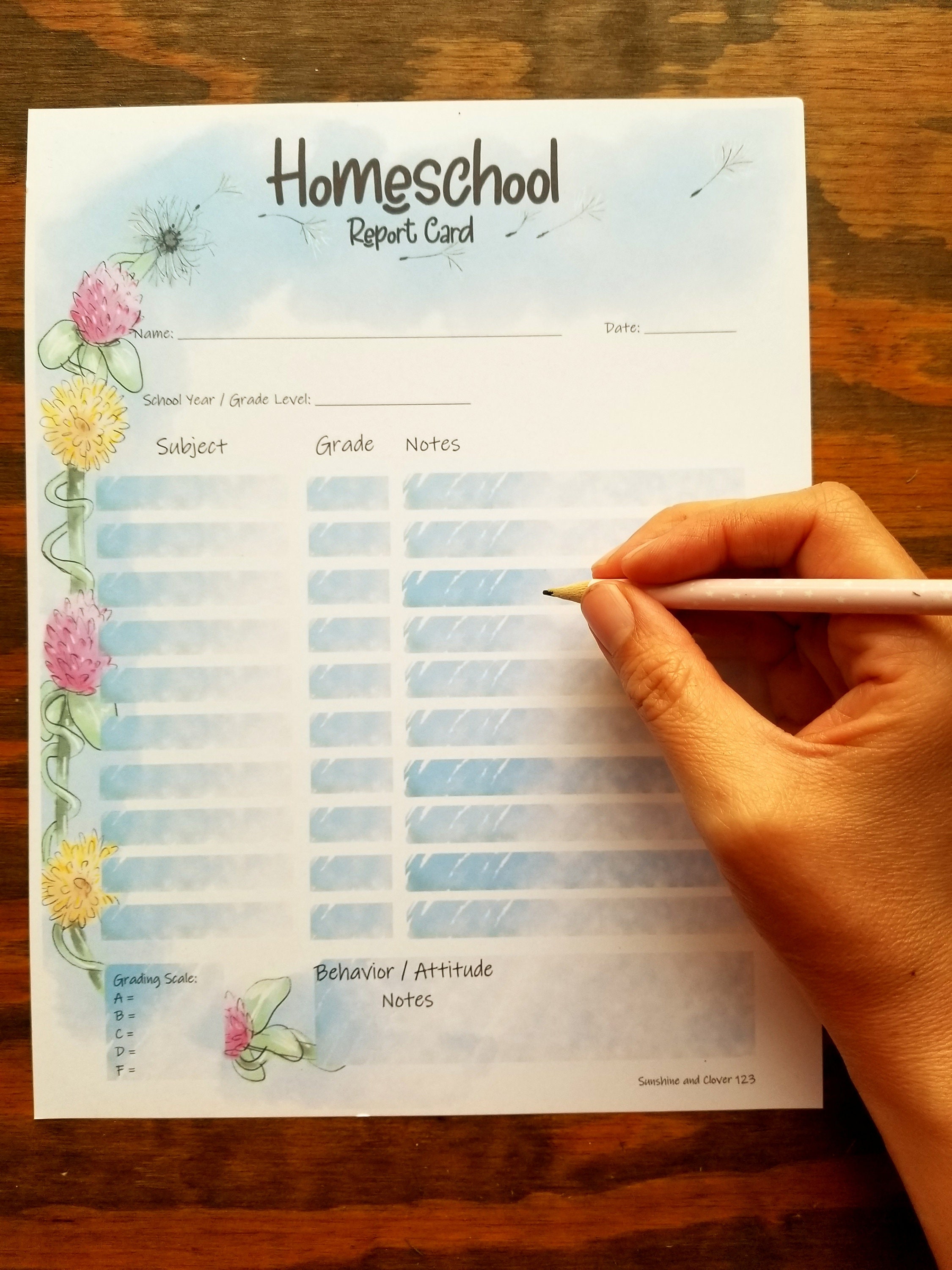 Grade Card for Homeschoolers, Homeschool Report Card, Printable ...