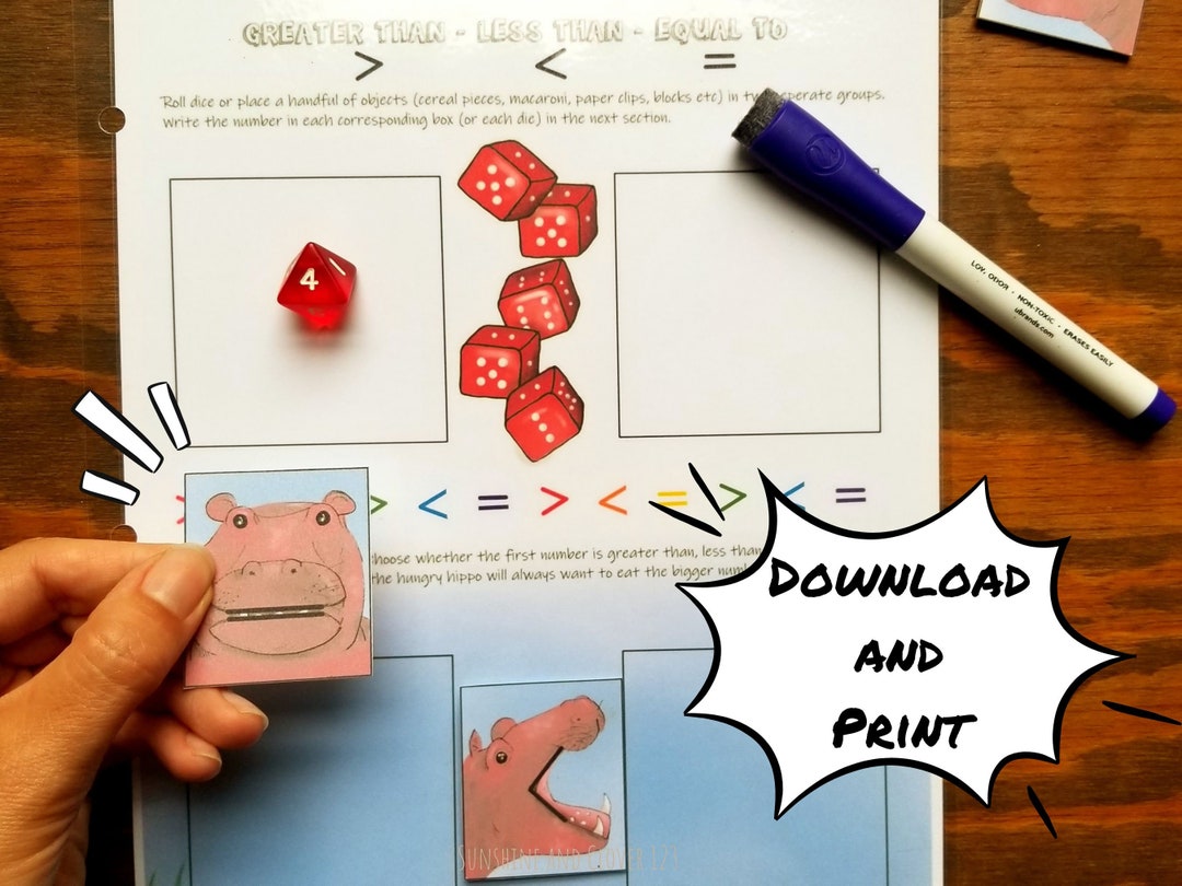 Kindergarten Math Greater Than, Less Than, Equal To, Printable ...