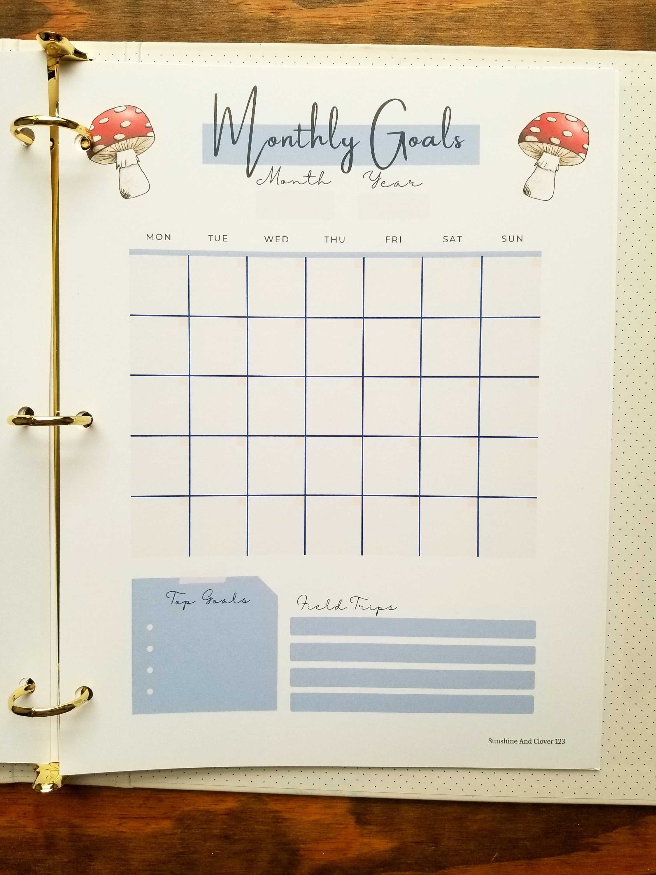 Printable Homeschool Planner Mushroom Blue, Homeschool Goals Expanded ...
