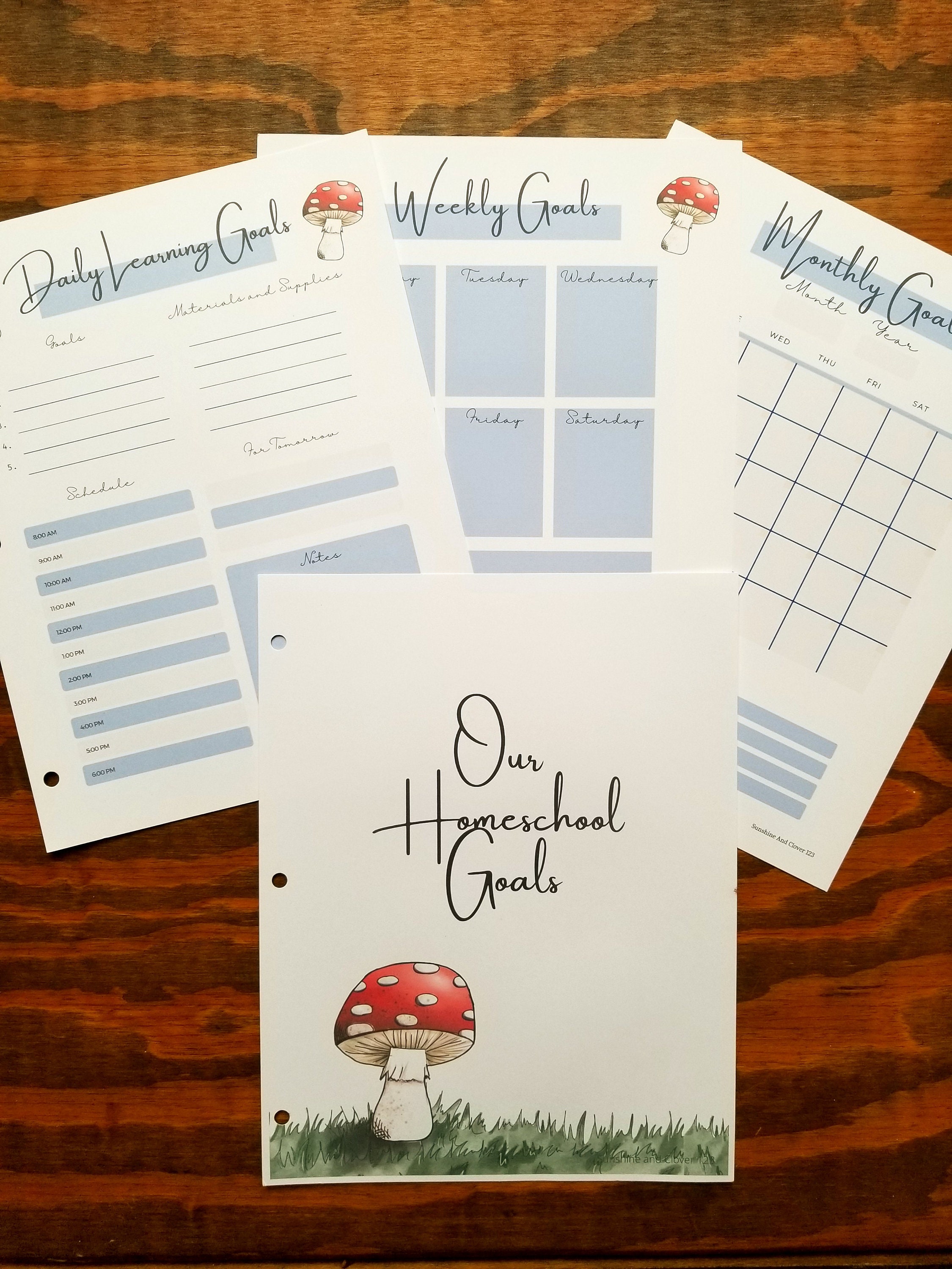 Daily Weekly Monthly Homeschool Organizer Mushroom Blue - Etsy