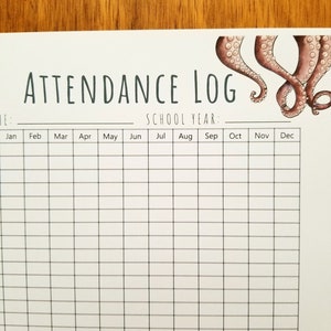 Attendance Log Attendance Record Homeschool Attendance Tracker ...