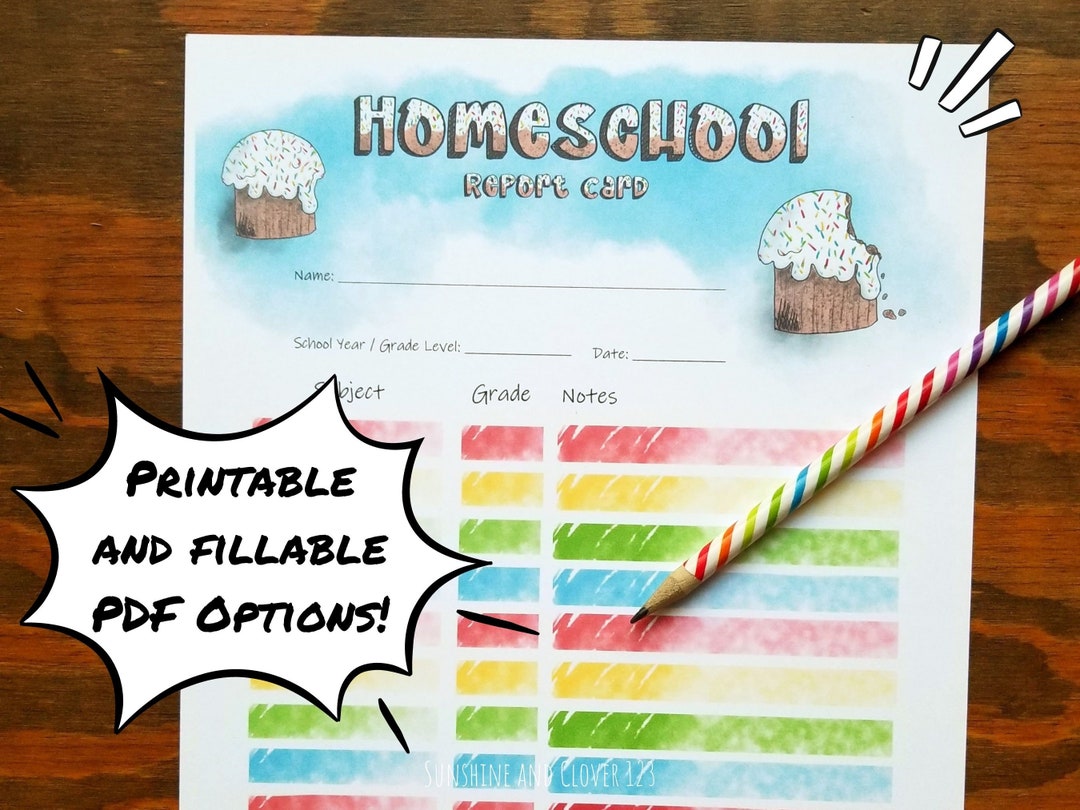 Report Card for Homeschoolers Printable Homeschool Grade Card Fillable ...