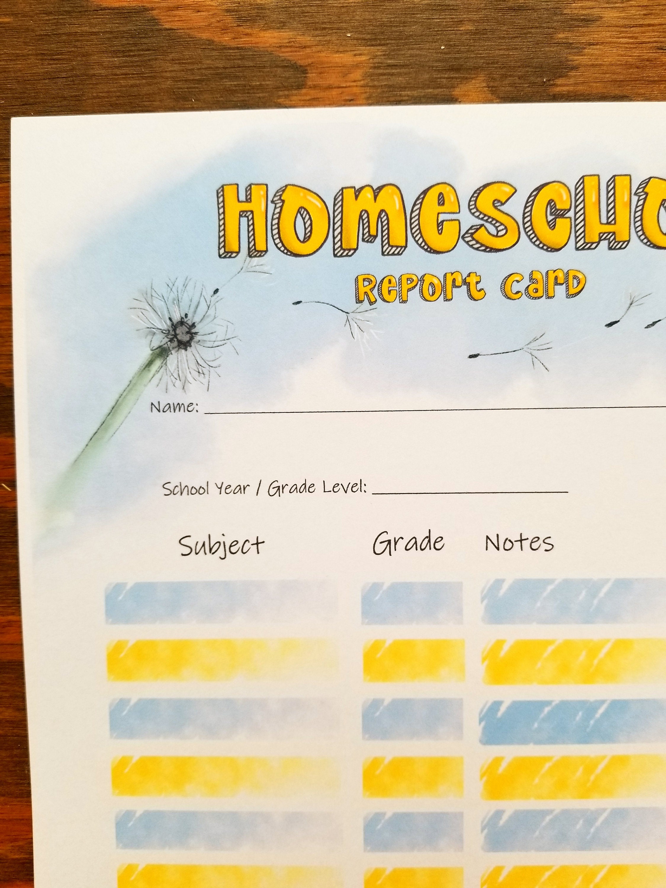 Homeschool Grade Card, Report Card for Homeschoolers, Homeschooling ...