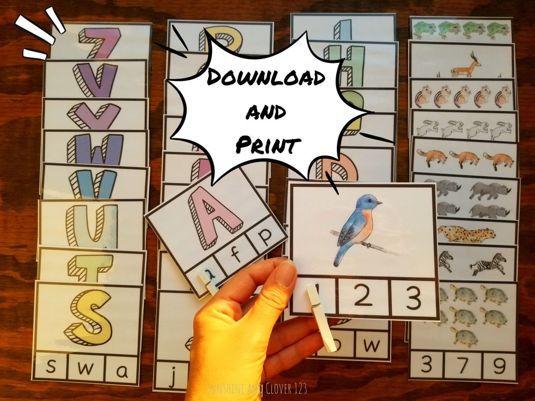 Preschool Flashcards Covering Numbers and Letters, Clip Card Preschool ...