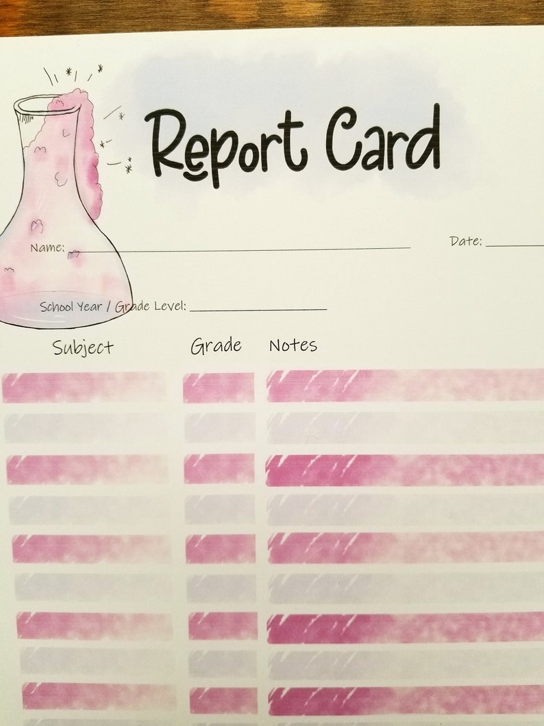 Printable Report Card Grade Card in Pink Bubbly Science - Etsy