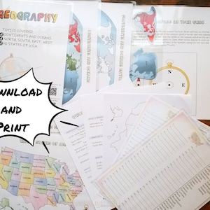 Continents and Oceans Unit Study, World Map Digital Download ...