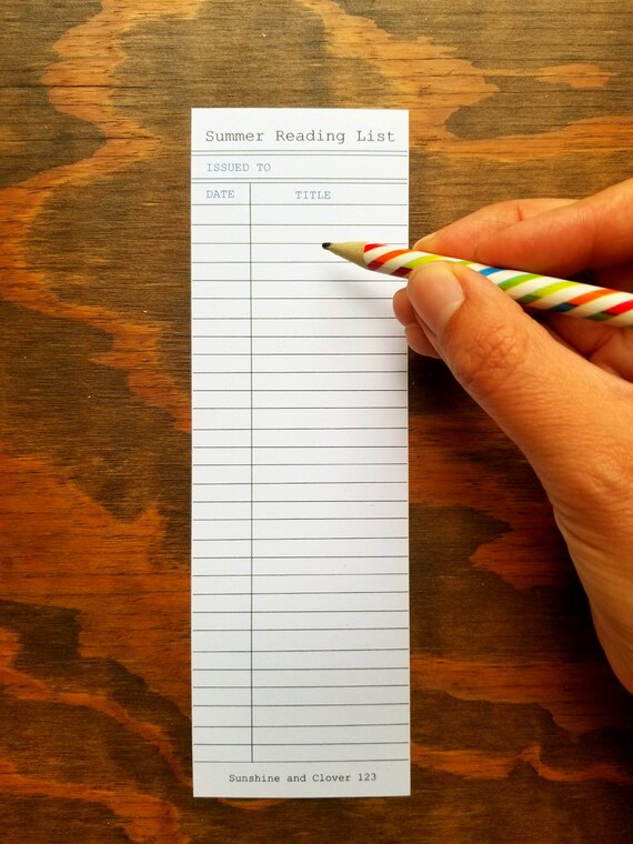 Printable Library Checkout Card Bookmark White Summer Reading | Etsy