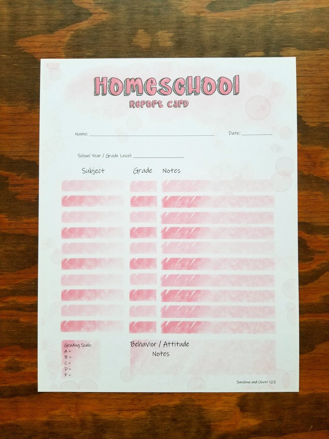 Printable Homeschool Grade Card Report Card for - Etsy