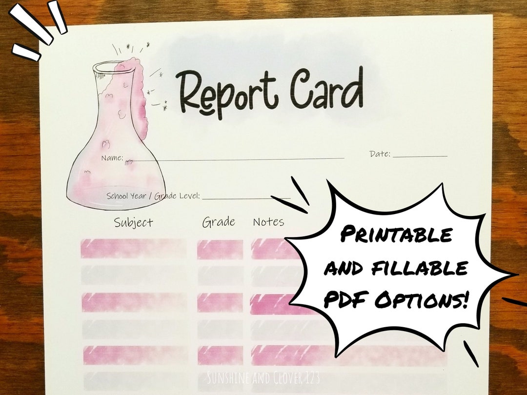 Printable Report Card, Grade Card in Pink Bubbly Science Theme ...