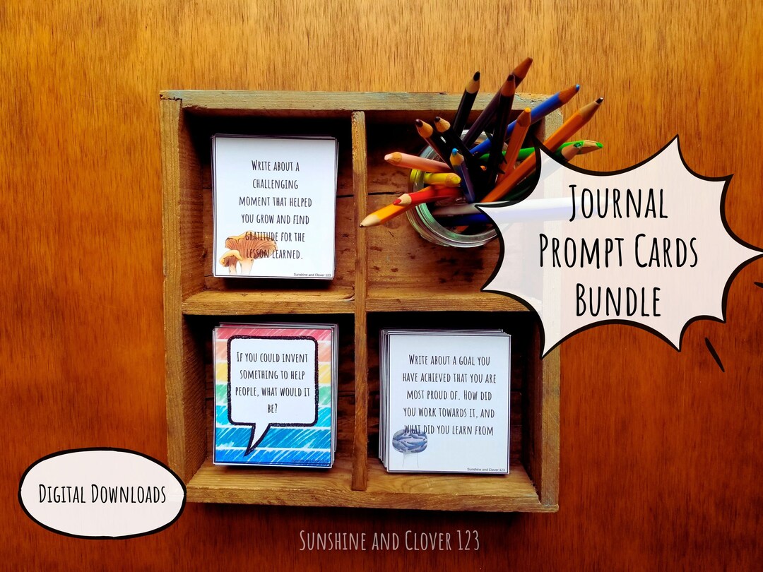 Printable Journaling Prompt Cards Bundle, Gratitude Journal Prompts ...