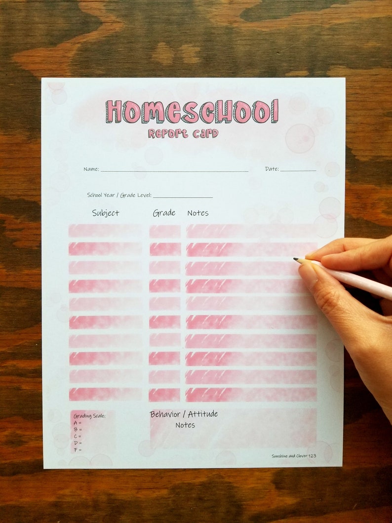 Printable Homeschool Grade Card Report Card for - Etsy
