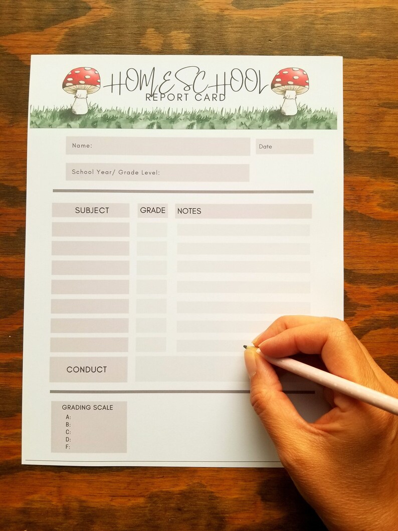 Printable Homeschool Report Card, Hand Illustrated Grade Card for ...