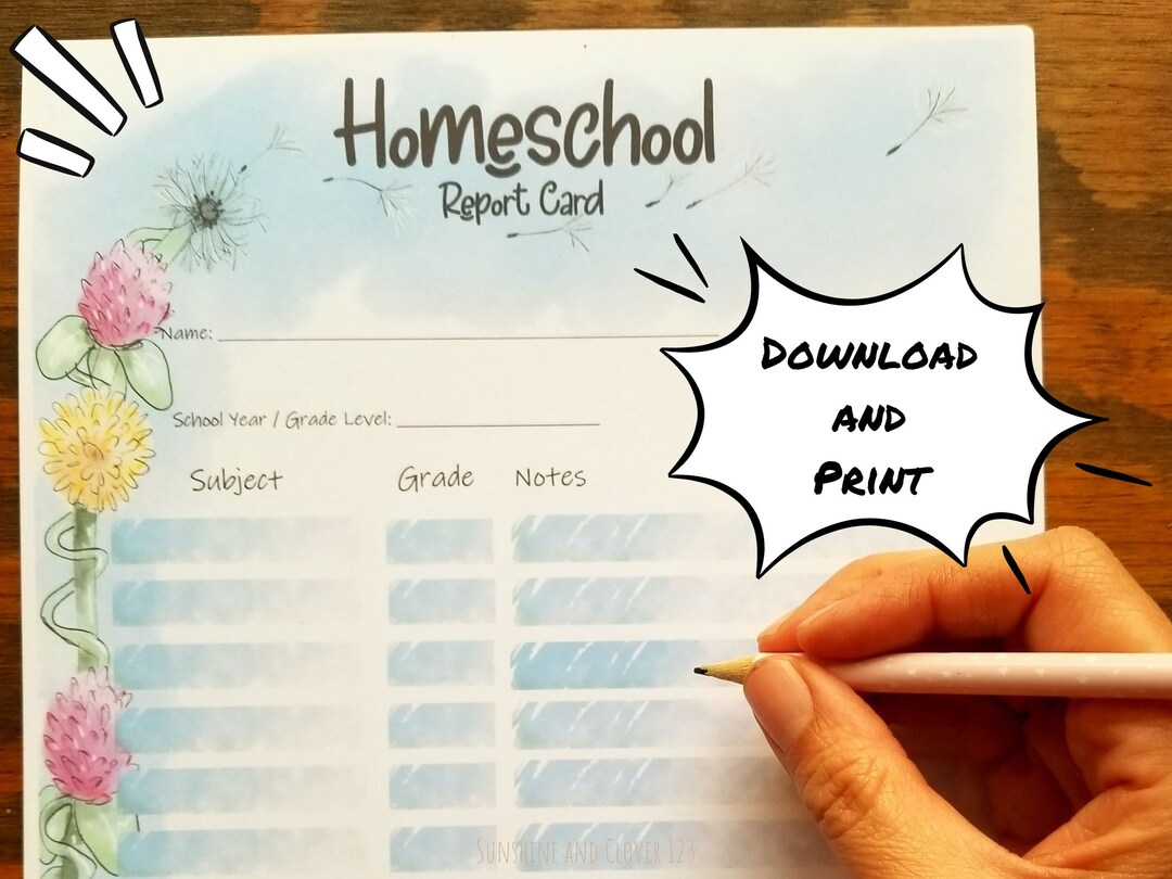 Grade Card for Homeschoolers, Homeschool Report Card, Printable ...