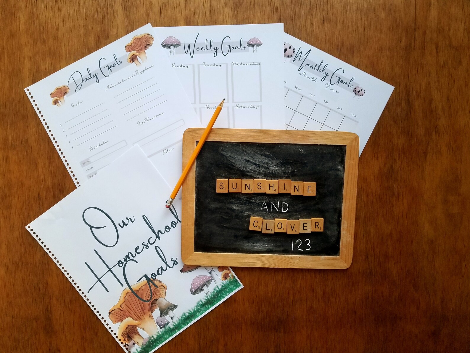 Printable Homeschool Planner, Daily Weekly Monthly Scheduler, Mushroom ...