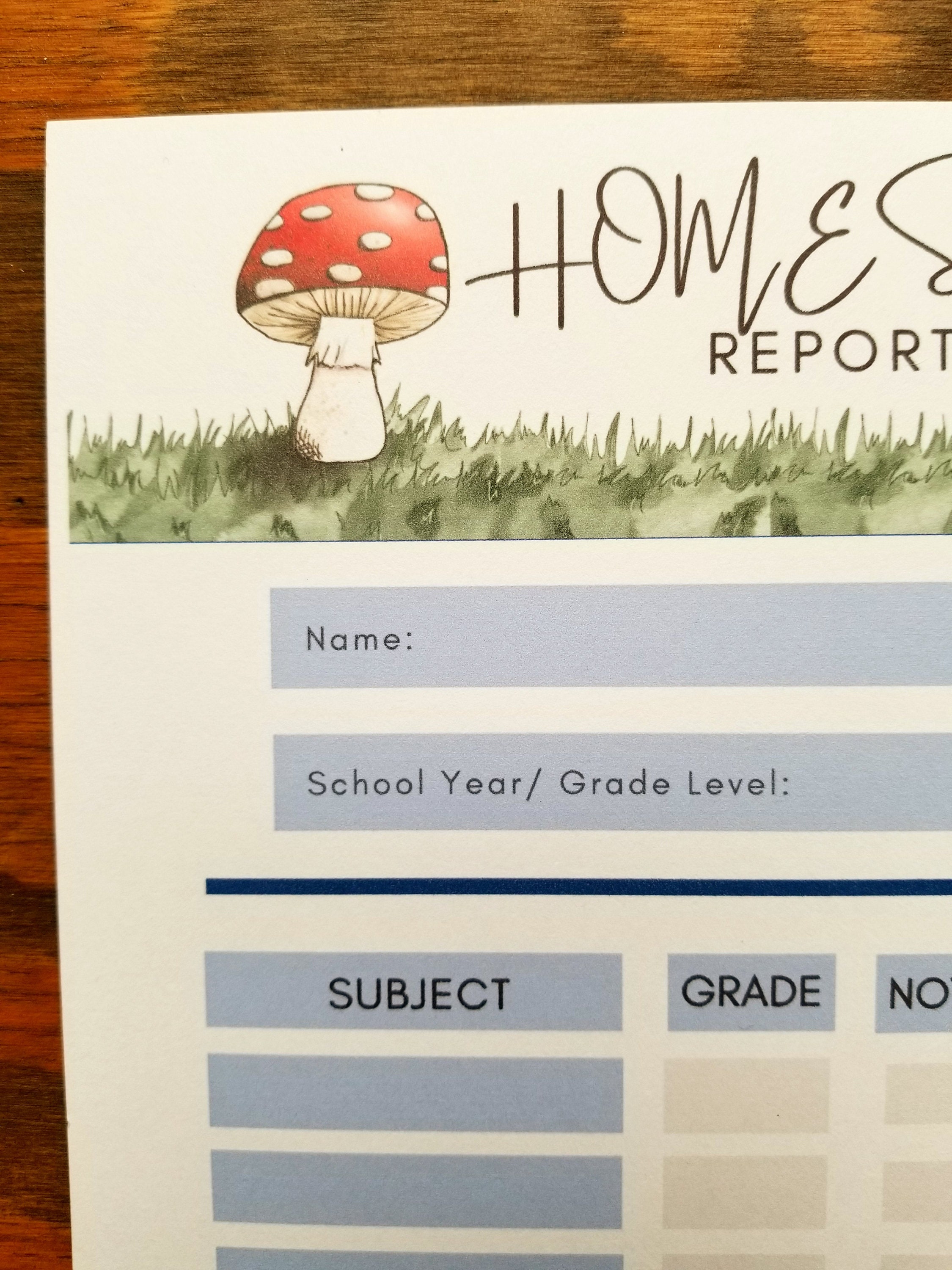 Homeschool Report Card, Grade Card Tracker, Blue Report Card for ...
