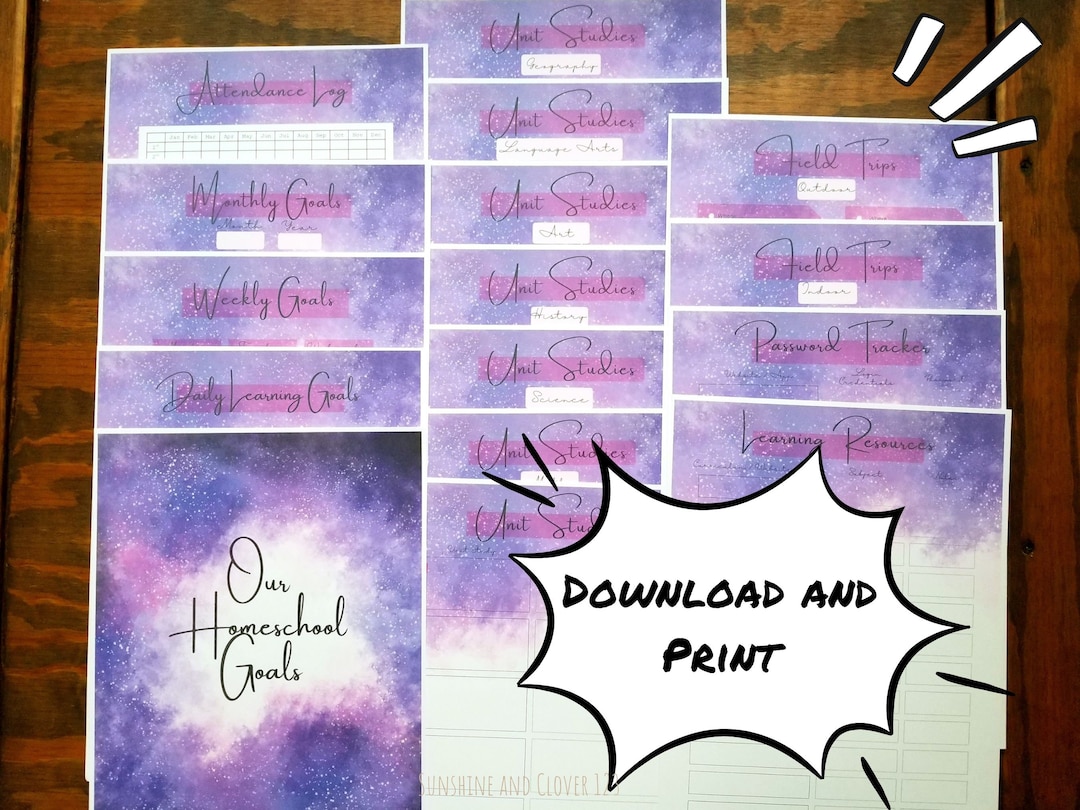 Pink Galactic Homeschool Planner, Printable Organizer for Homeschoolers ...