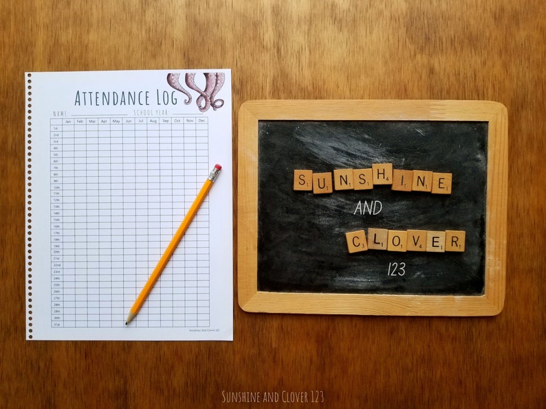 Attendance Log Attendance Record Homeschool Attendance Tracker ...
