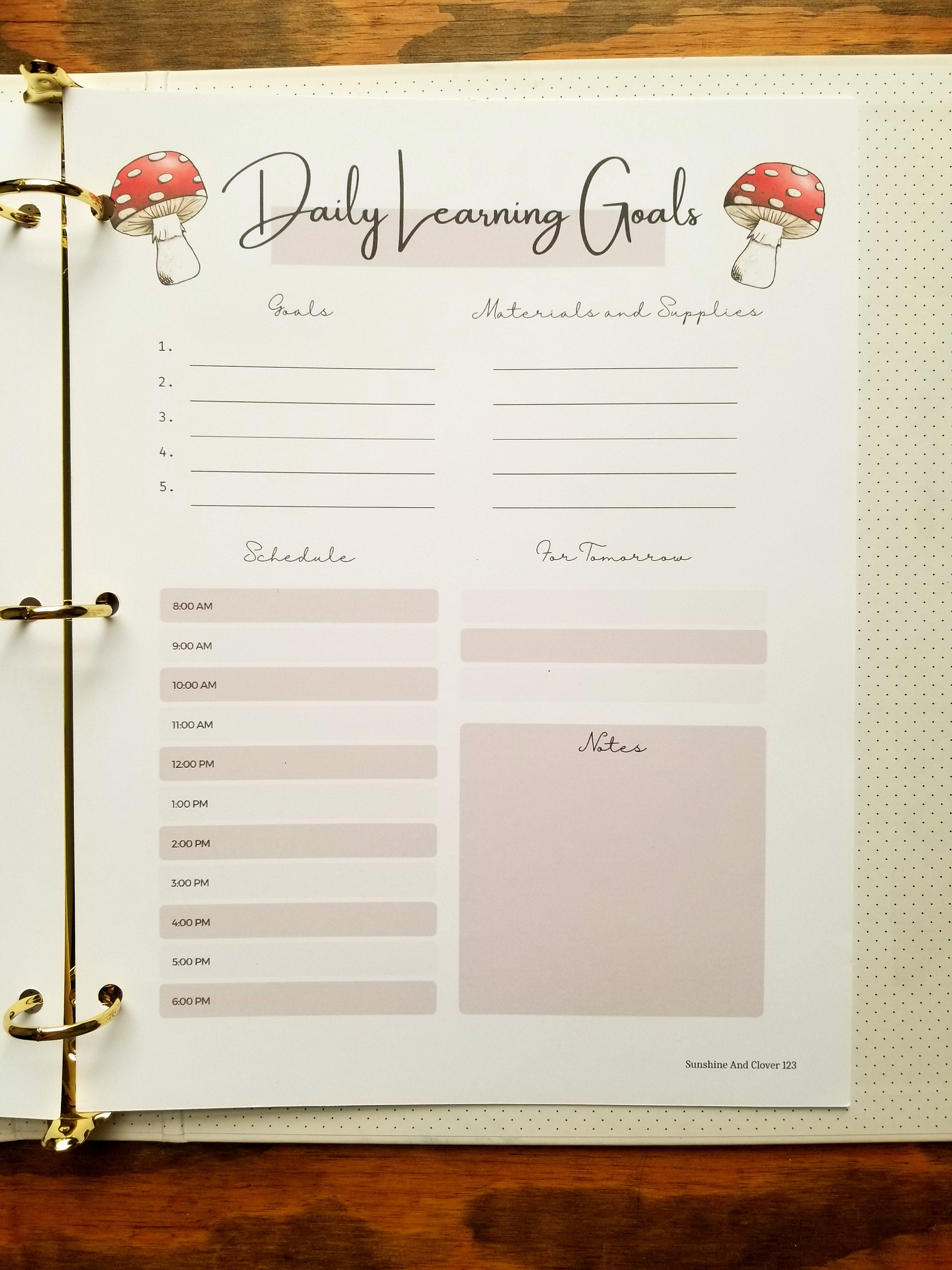 Daily Weekly Monthly Homeschool Planner, Mushroom Brown Homeschool ...