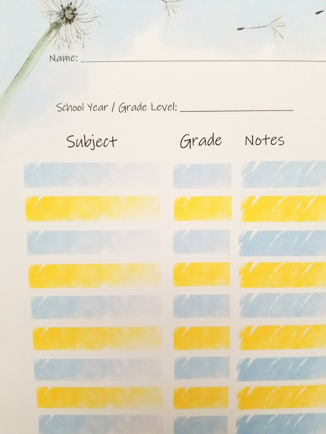 Printable Report Card Colorful Grade Card in Blue and Yellow - Etsy