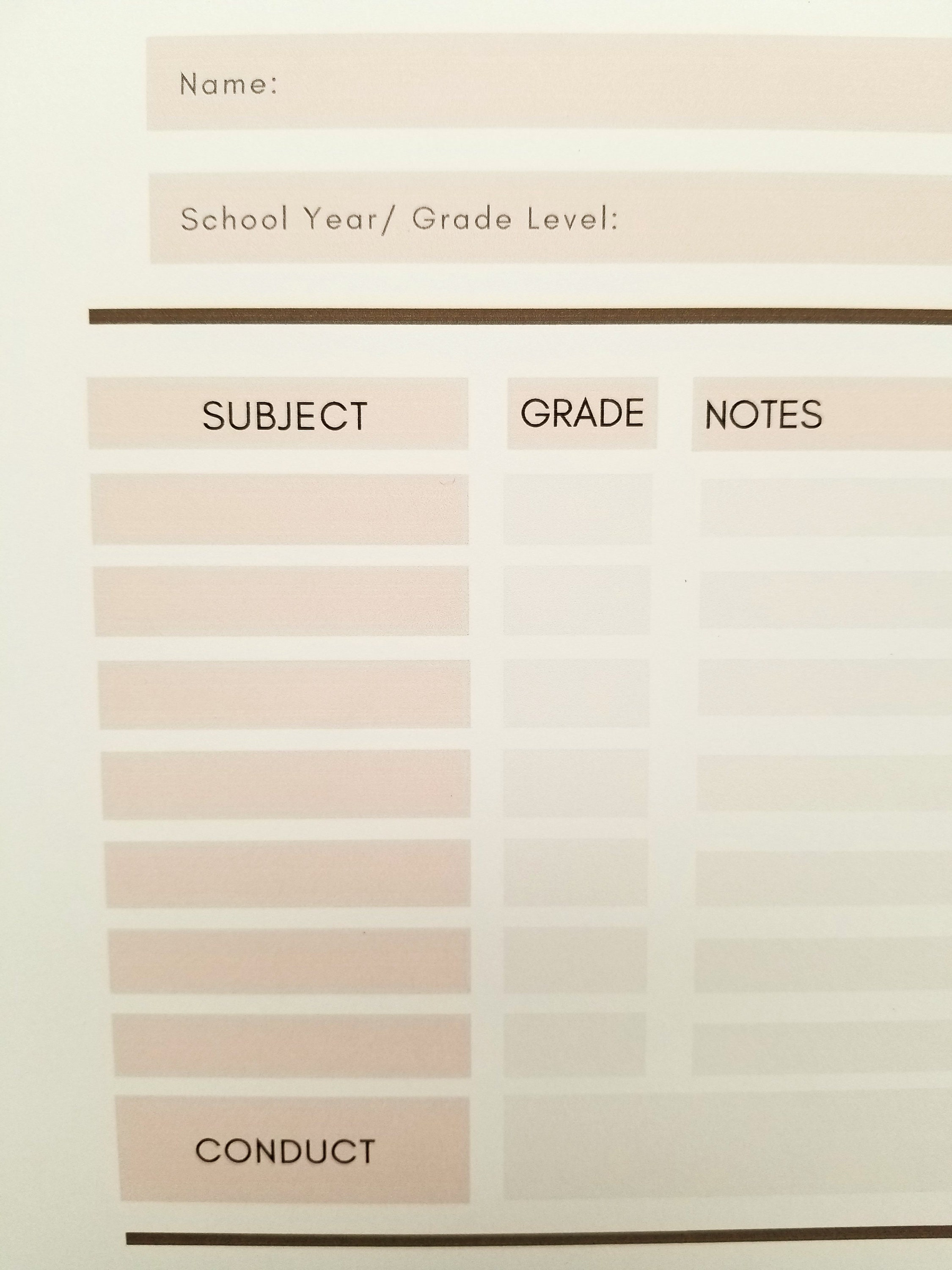 Report Card Printable in Mushroom Brown Design, Homeschool Grade Card ...