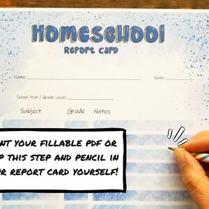 Printable Homeschool Grade Card, Report Card in Blue, Academic Progress ...