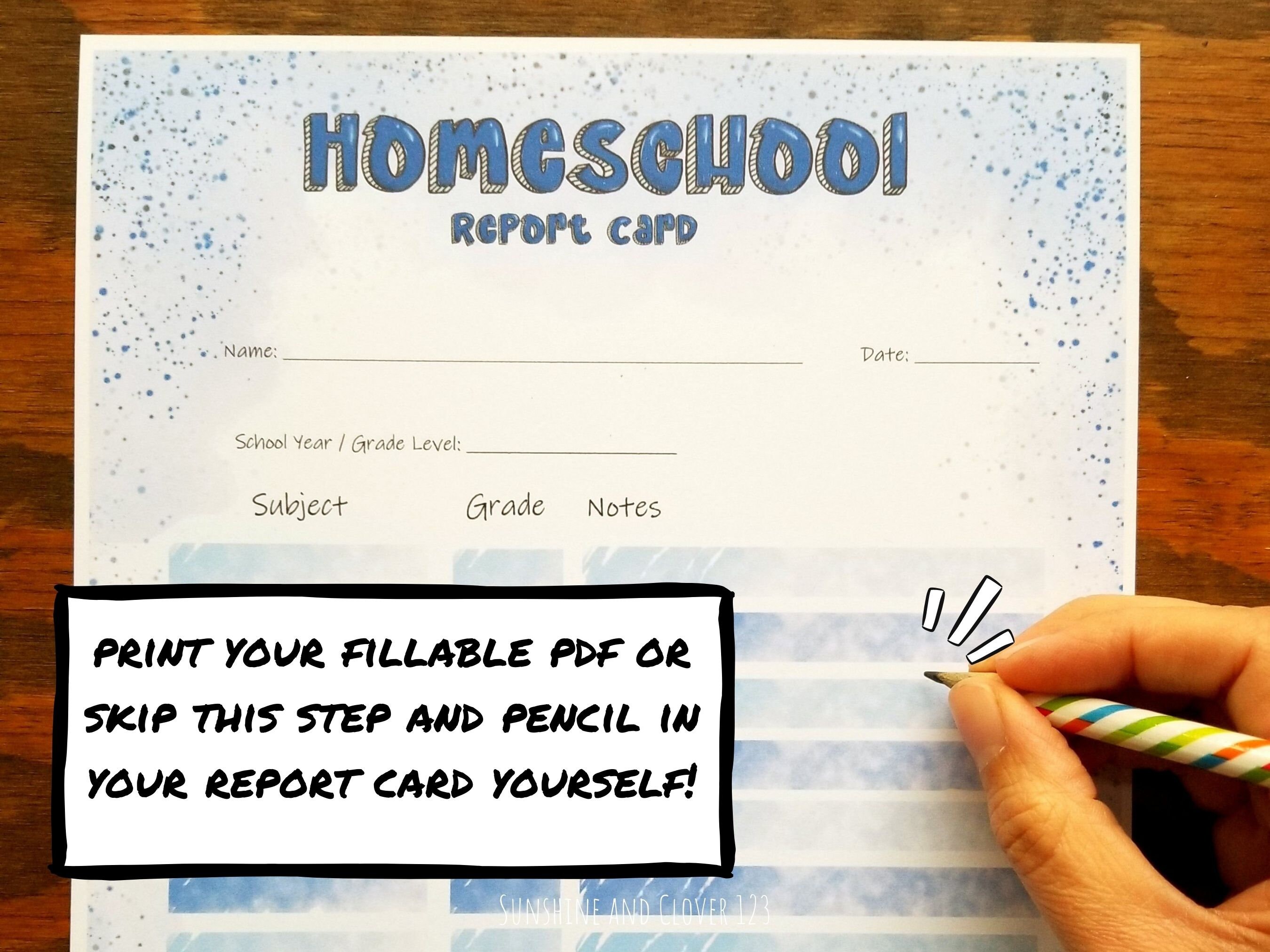Printable Homeschool Grade Card, Report Card in Blue, Academic Progress ...