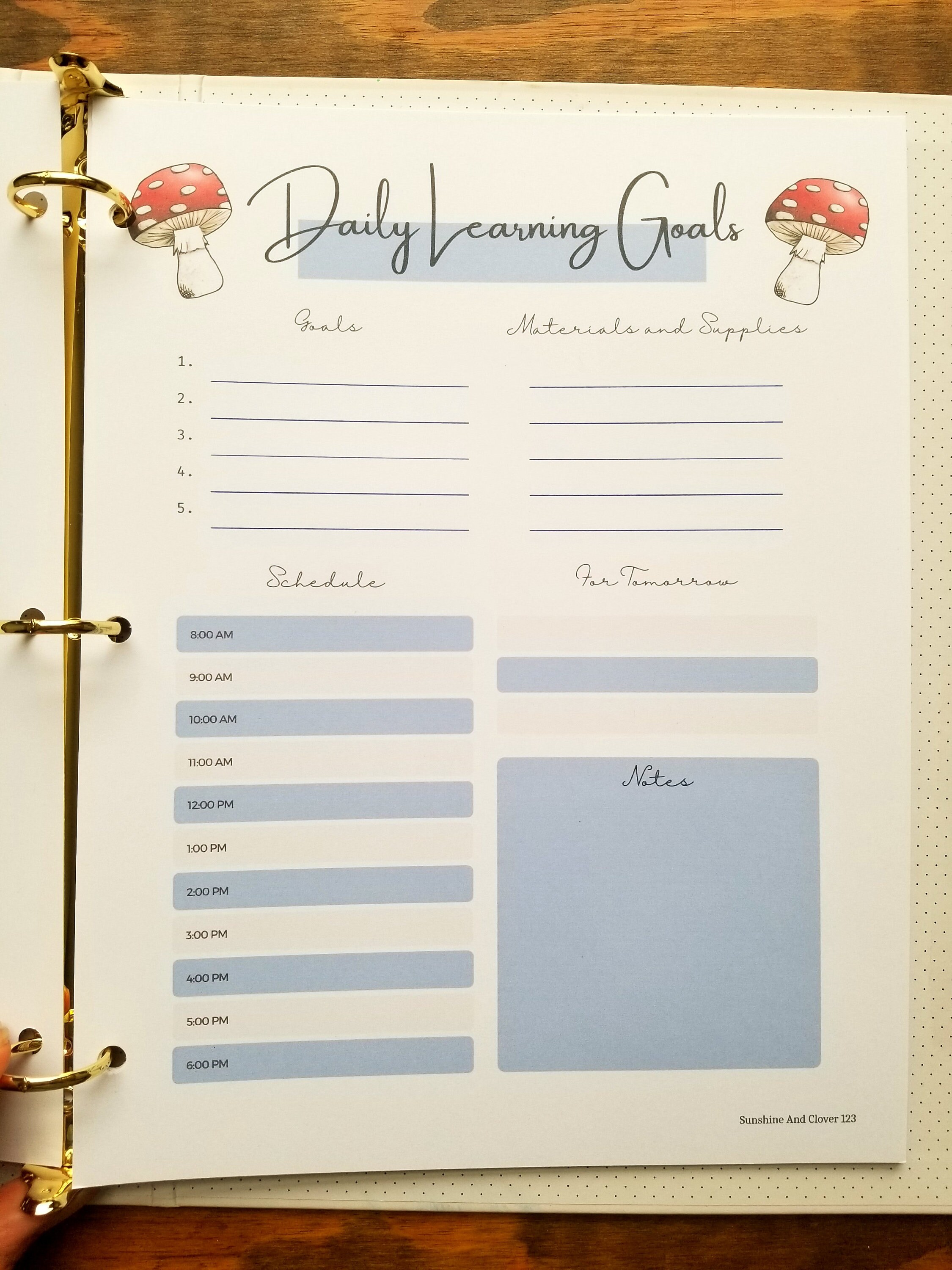 Printable Homeschool Planner Mushroom Blue, Homeschool Goals Expanded ...