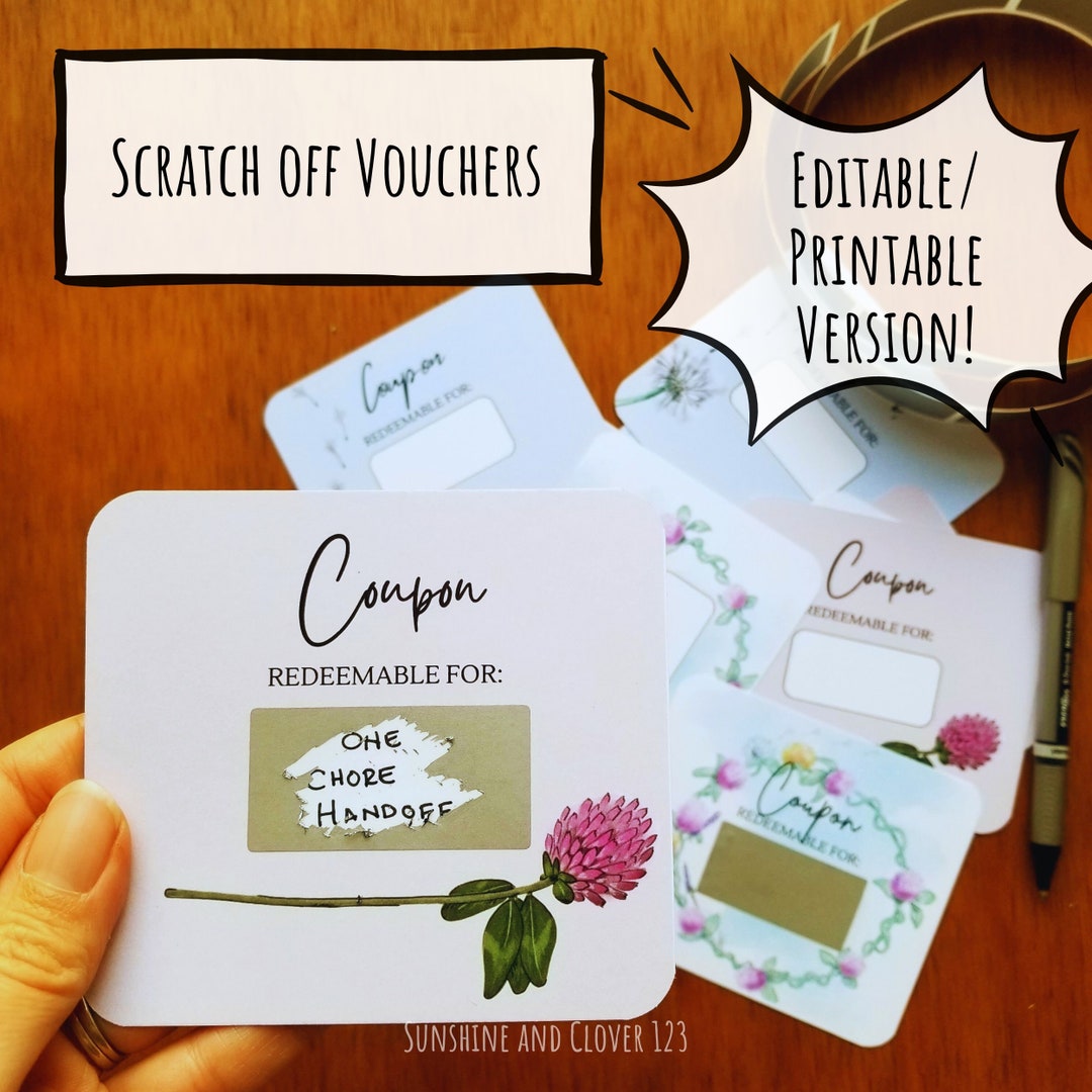 Editable Scratch off Coupon Cards for Valentines Day Gift Anniversary ...
