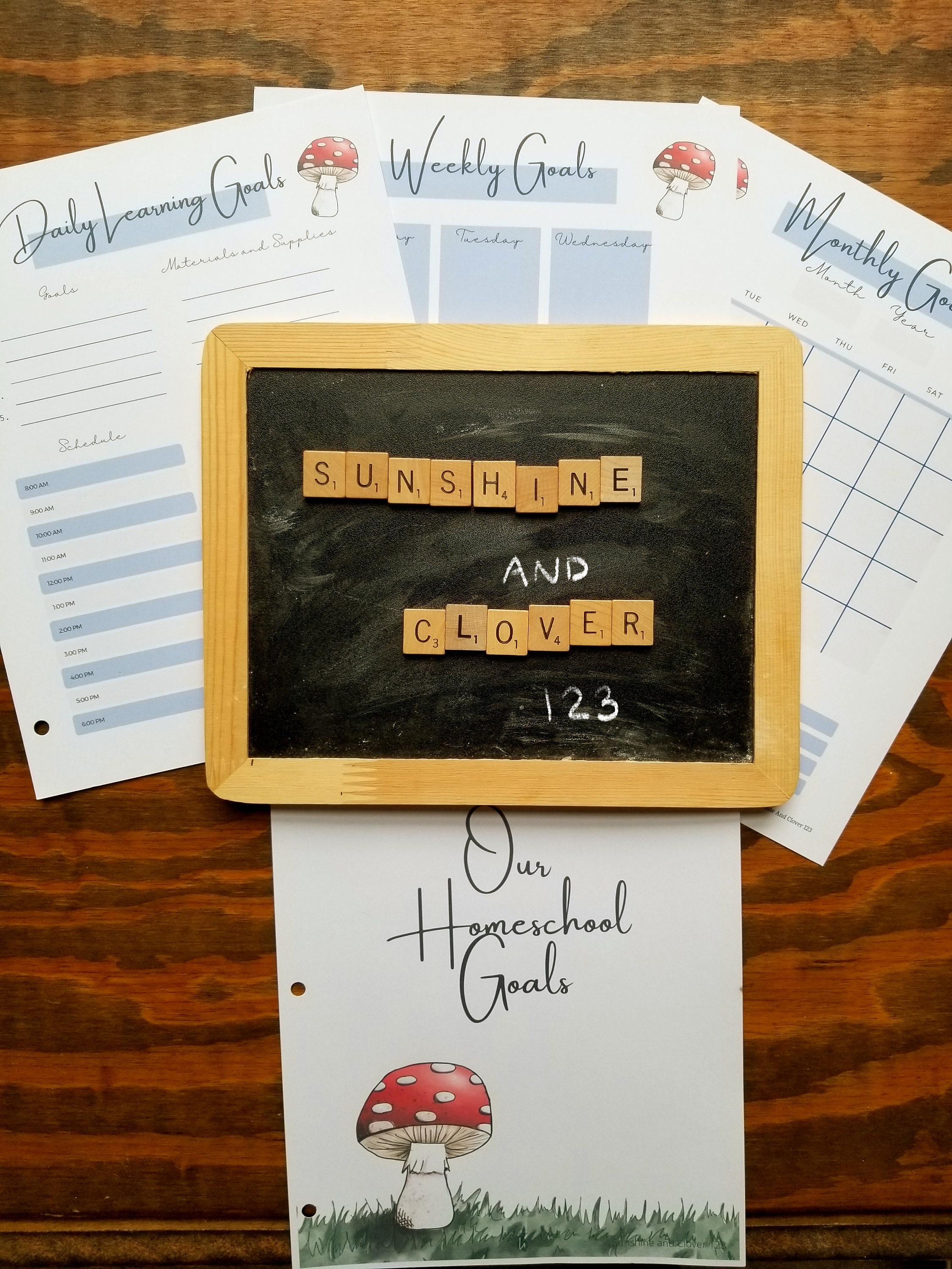 Daily Weekly Monthly Homeschool Organizer Mushroom Blue - Etsy