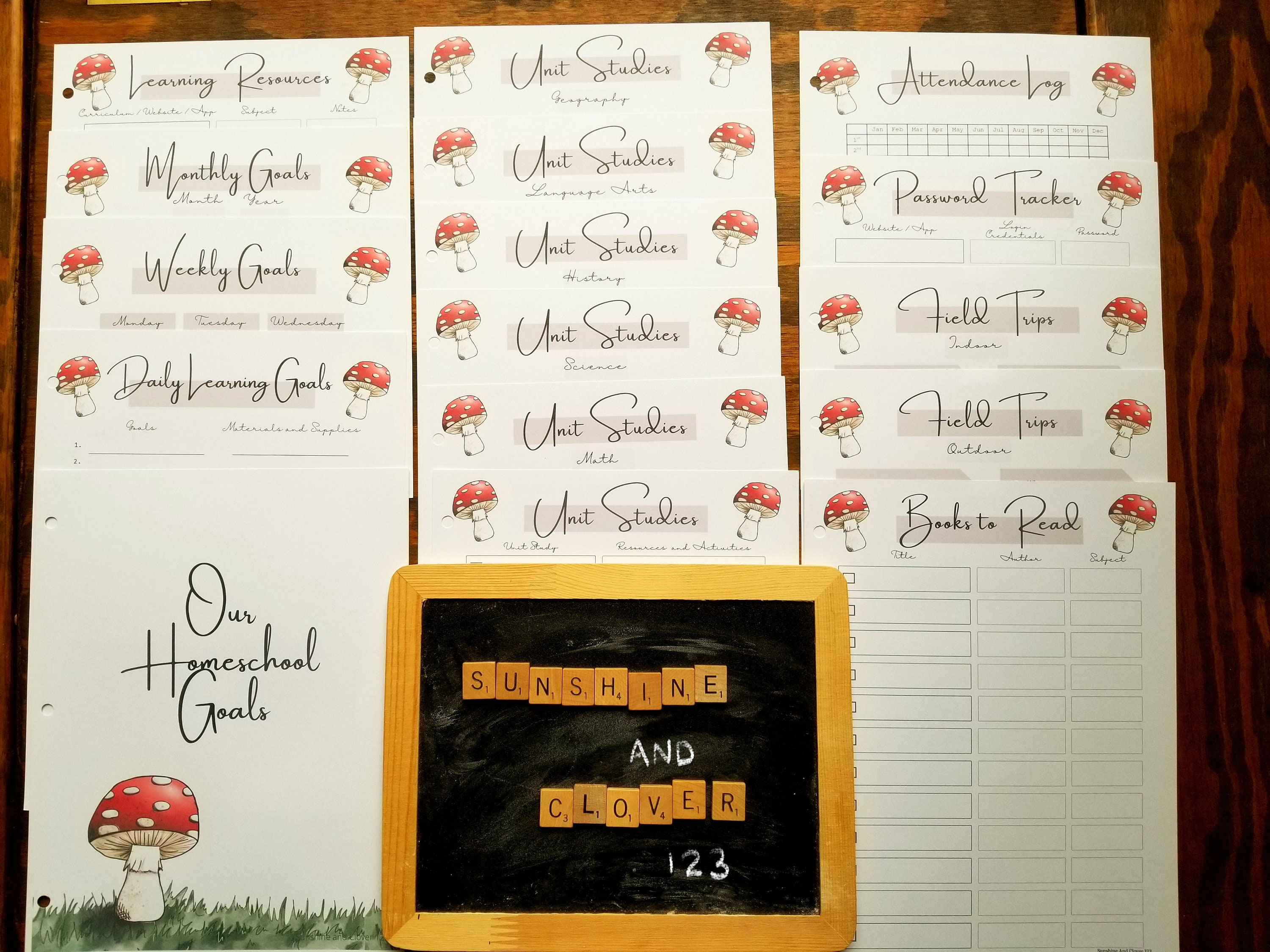 Printable Homeschool Planner Mushroom Brown Expanded Version, Goals for ...