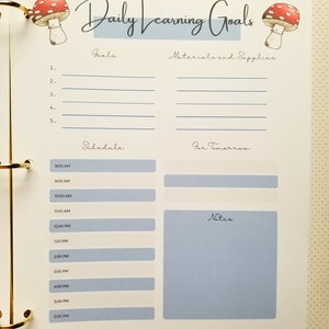 Daily Weekly Monthly Homeschool Organizer Mushroom Blue | Etsy