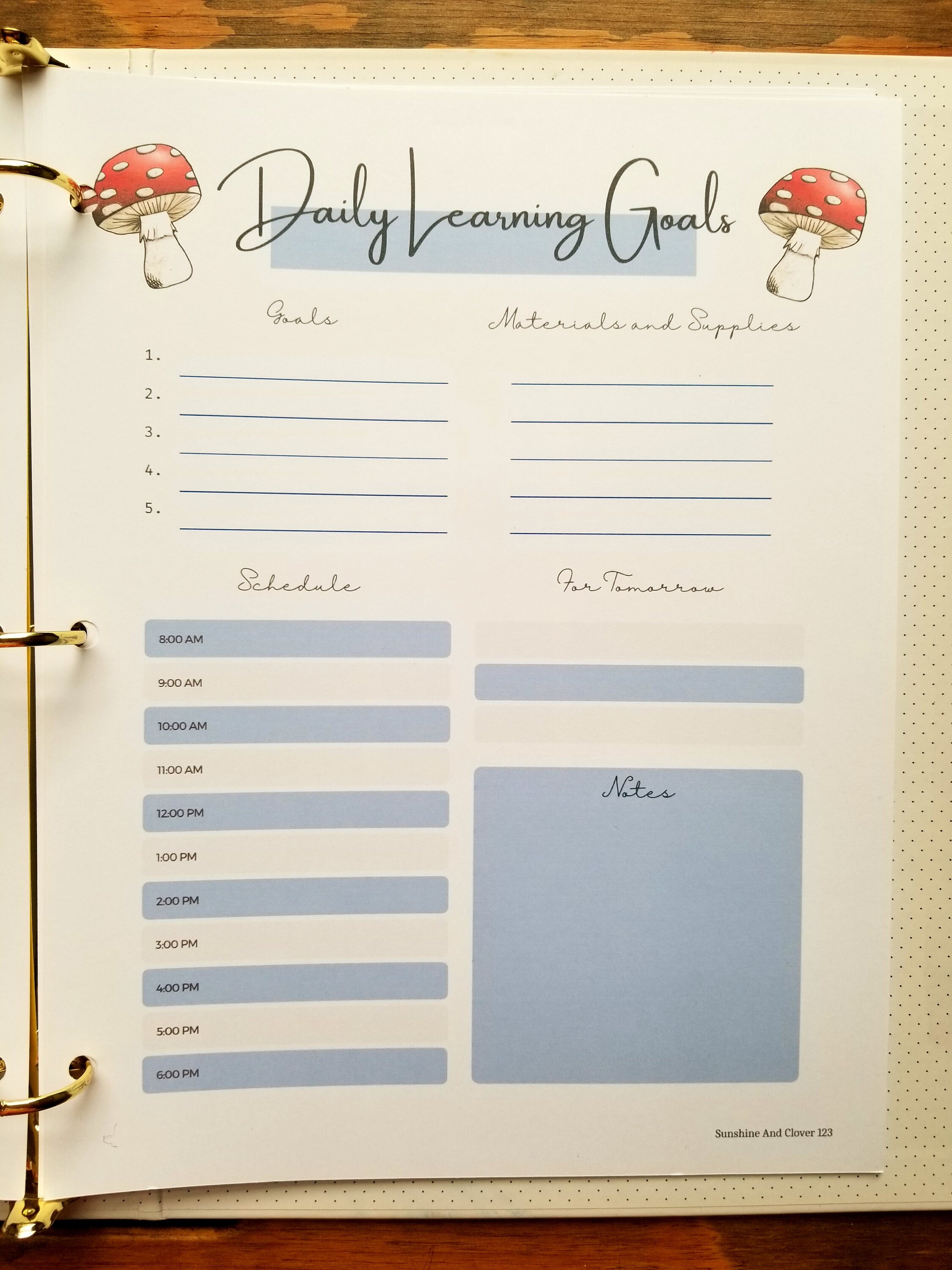 Daily Weekly Monthly Homeschool Organizer Mushroom Blue - Etsy