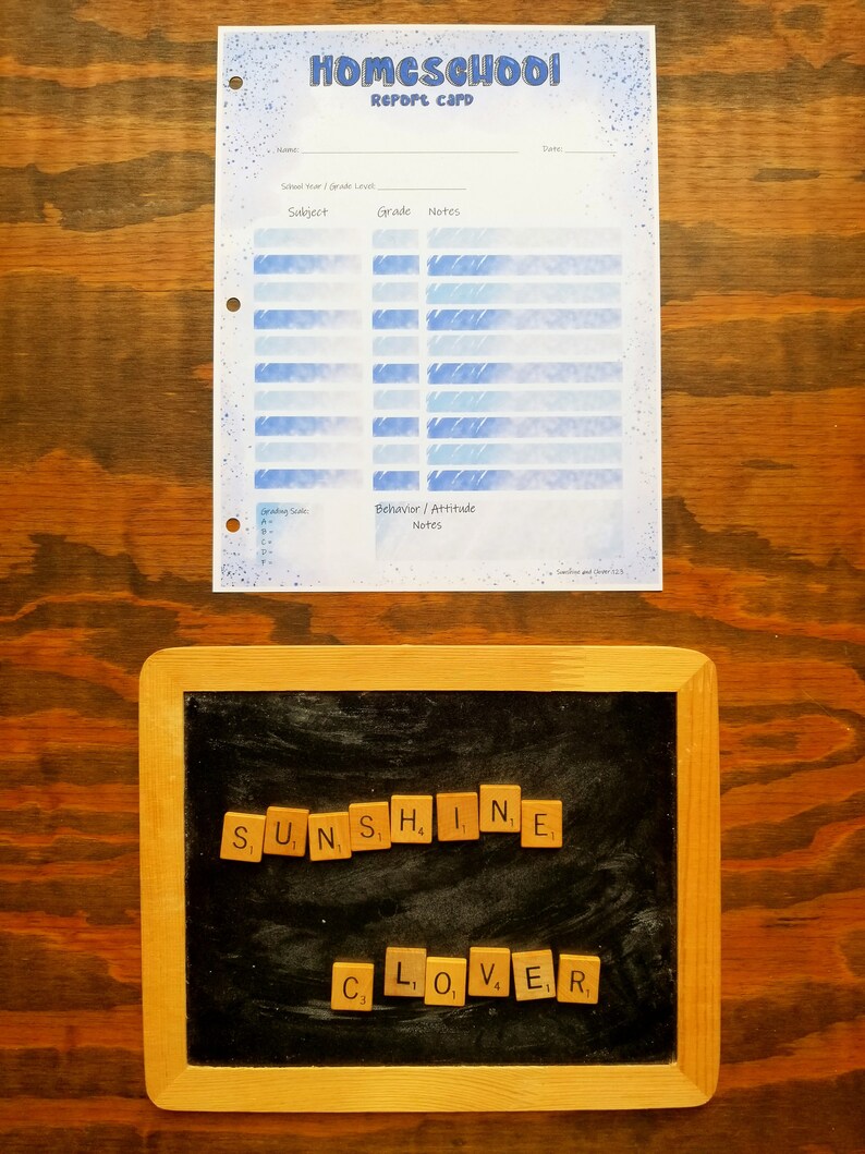 Printable Homeschool Grade Card, Report Card in Blue, Academic Progress ...