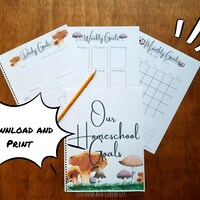 Printable Homeschool Planner, Daily Weekly Monthly Scheduler, Mushroom ...