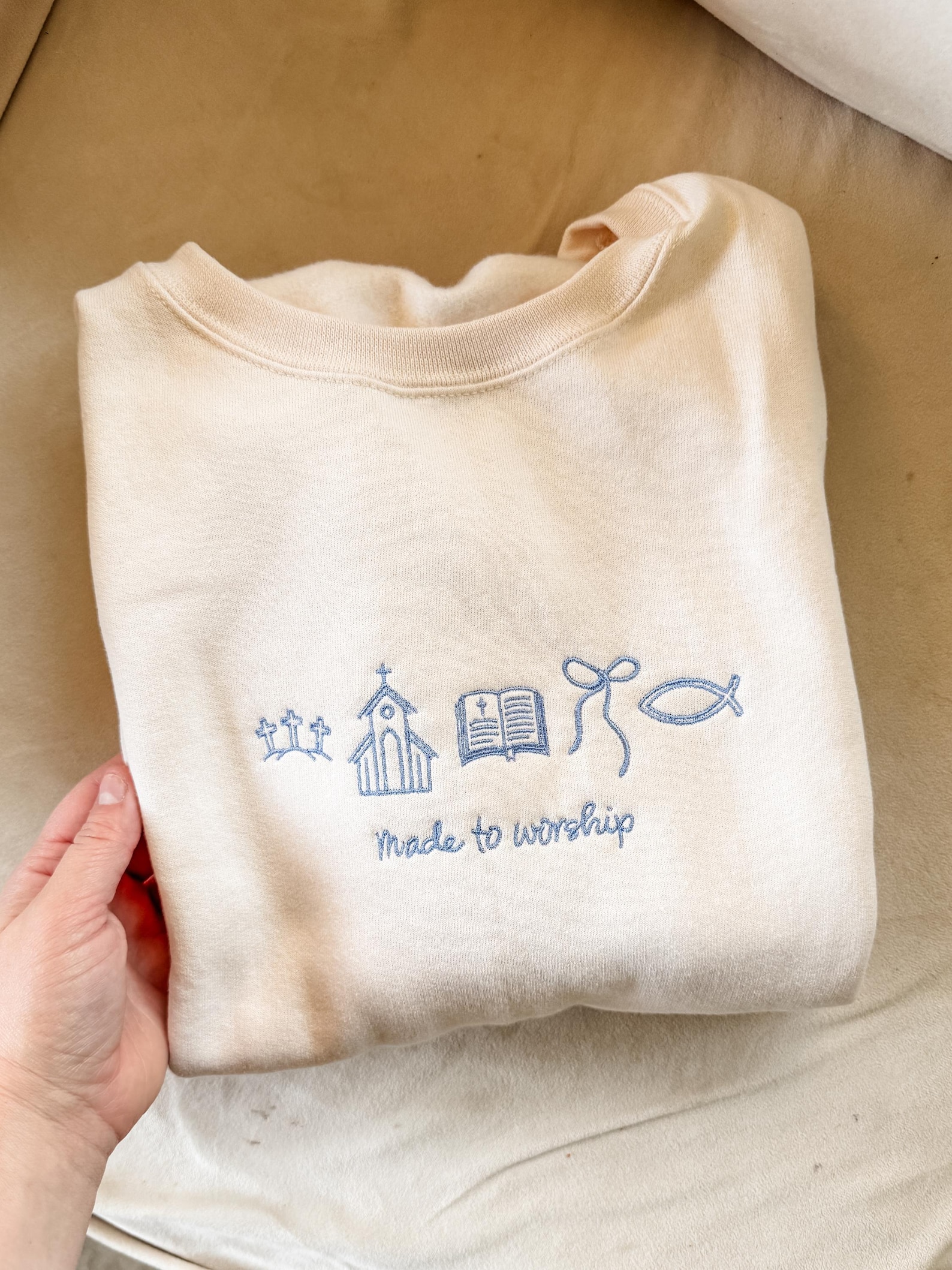 Made to Worship Embroidered Crewneck | Christian Sweatshirt | Faith ...