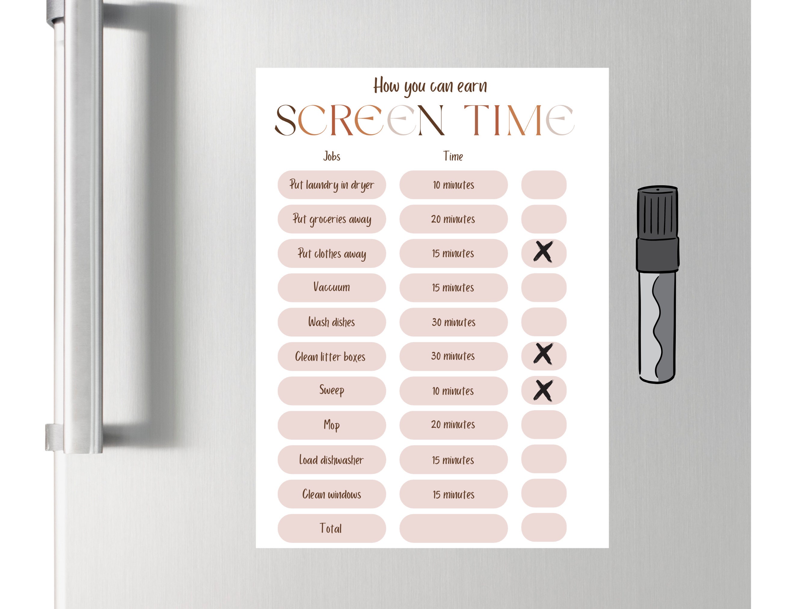 Screen Time Chart Checklist Daily Screen Time Schedule - Etsy