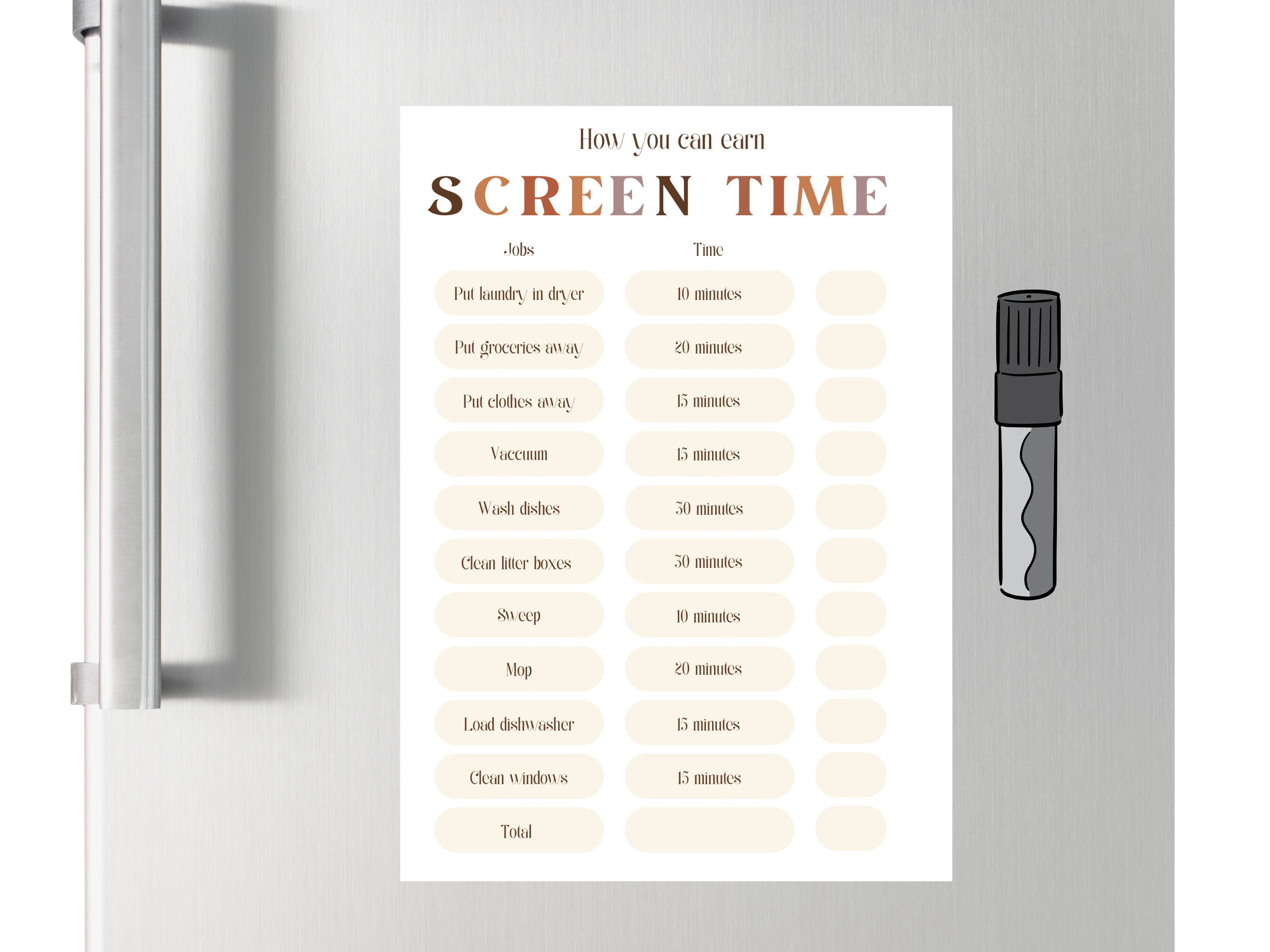 Screen Time Chart Checklist Daily Screen Time Schedule - Etsy