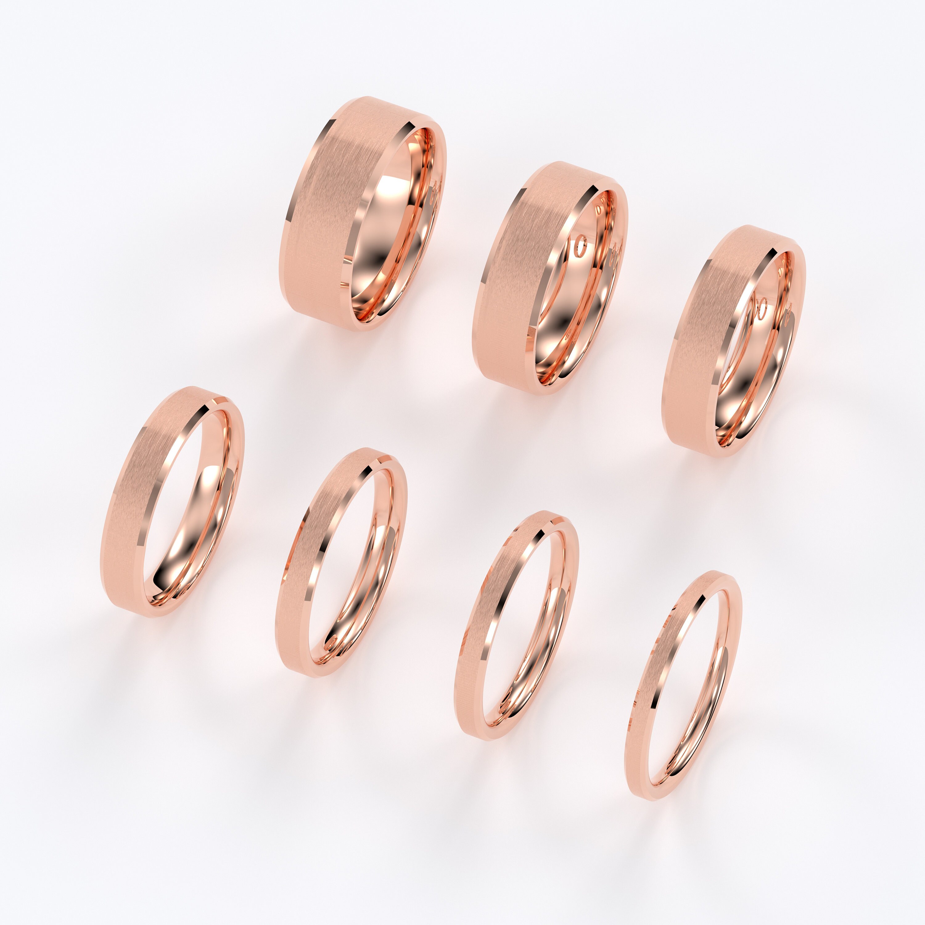 10K Rose Pink Gold Brush Finish Beveled Edge 2mm 2.5mm 3mm - Etsy