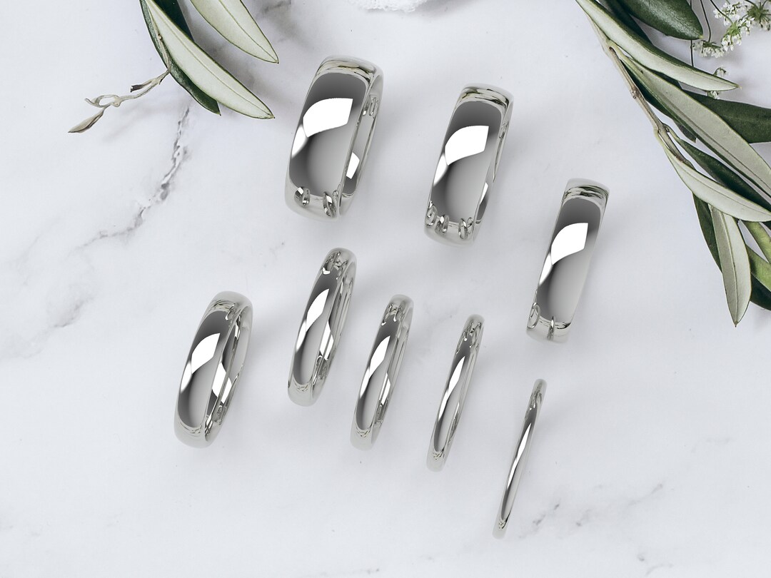 10k Wedding Band 2mm White Gold Wedding Rings - Mens Wedding Bands ...